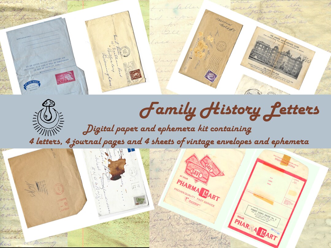 Family History Letters Digital Kit Including Vintage Letters, Envelopes ...