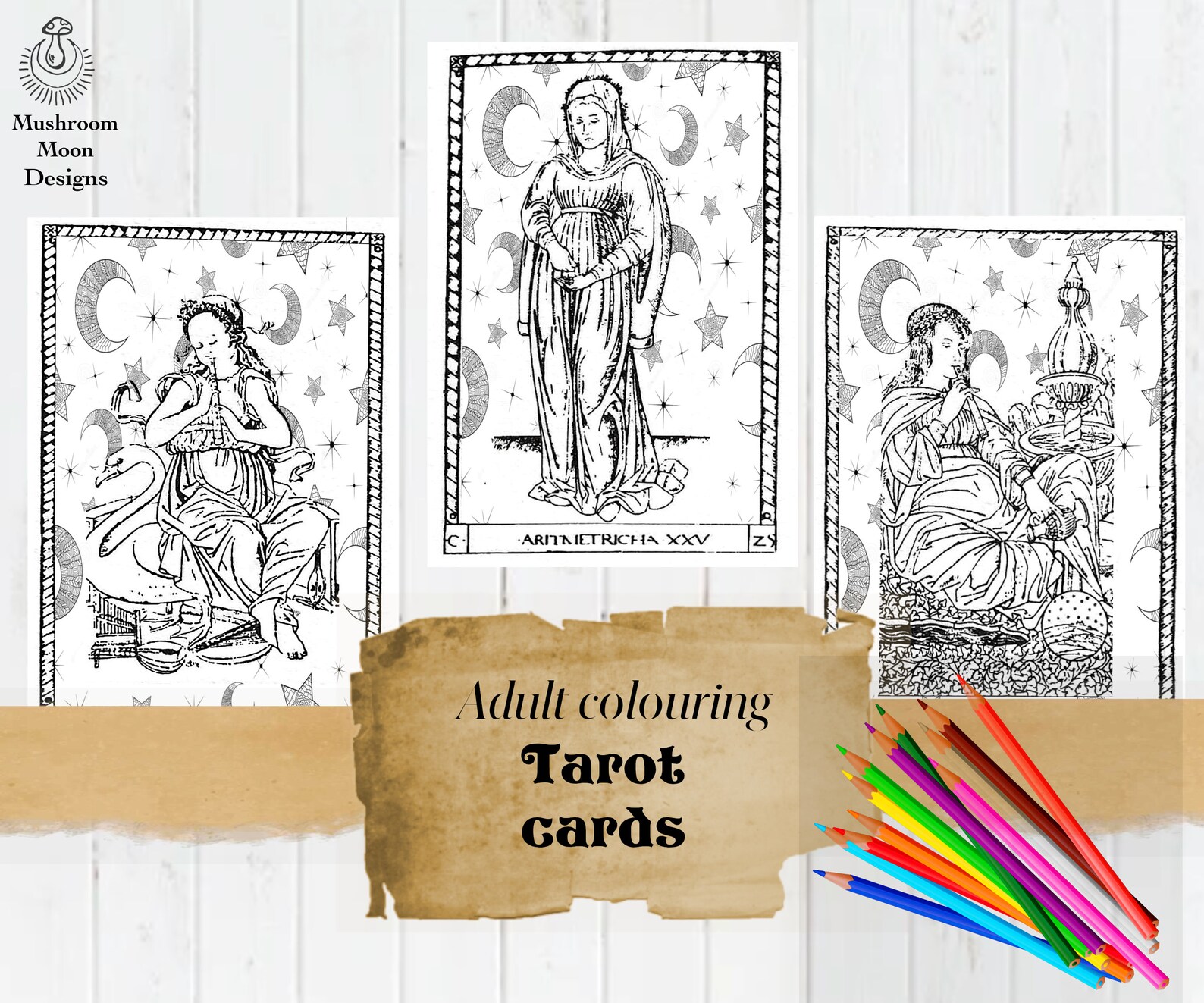 Adult Colouring Pages Tarot Card Style A4 PDF Print at Home - Etsy