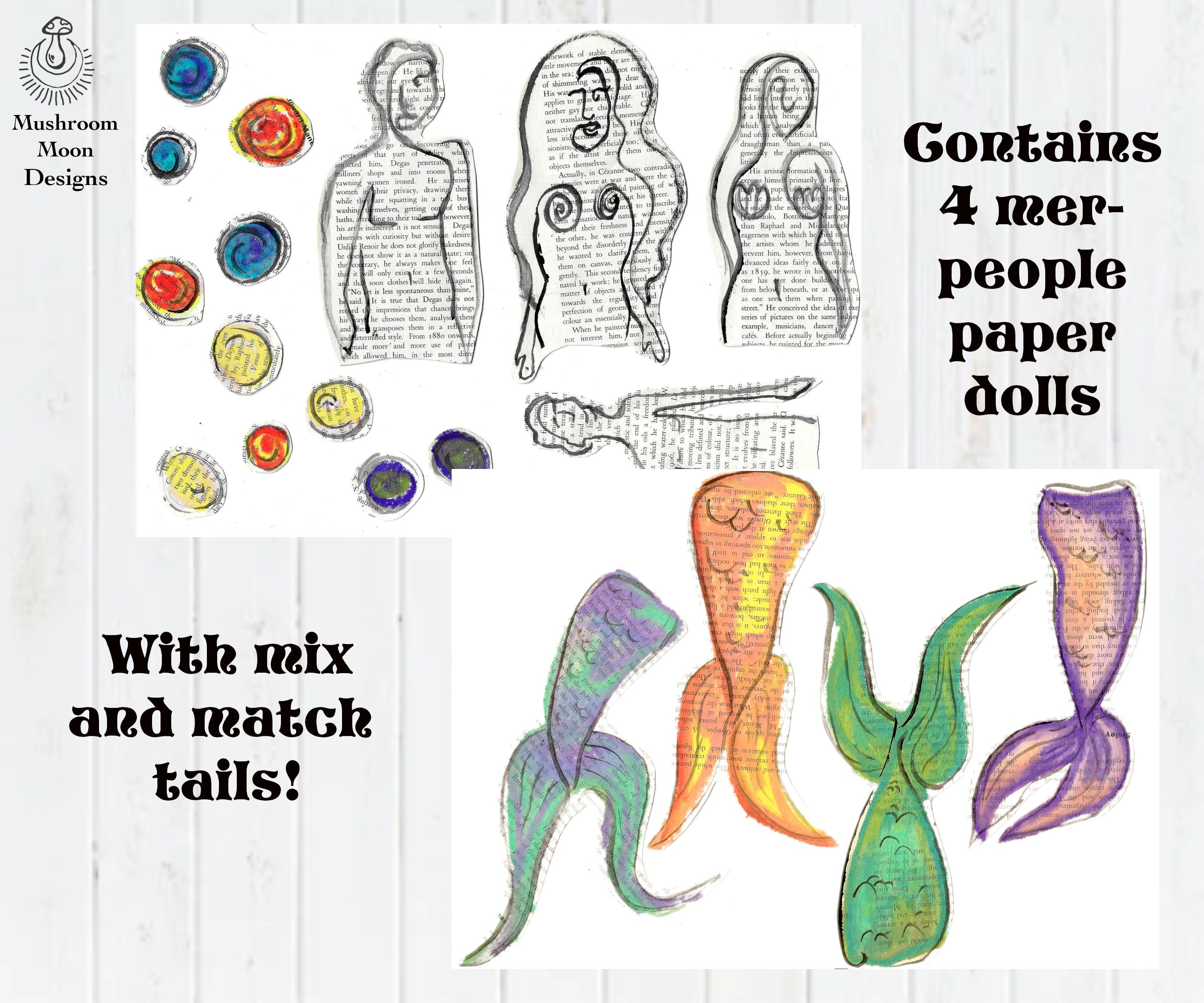 Vintage Mermaid, Mer-person Themed, Under the Sea, Ocean Theme, Digital ...