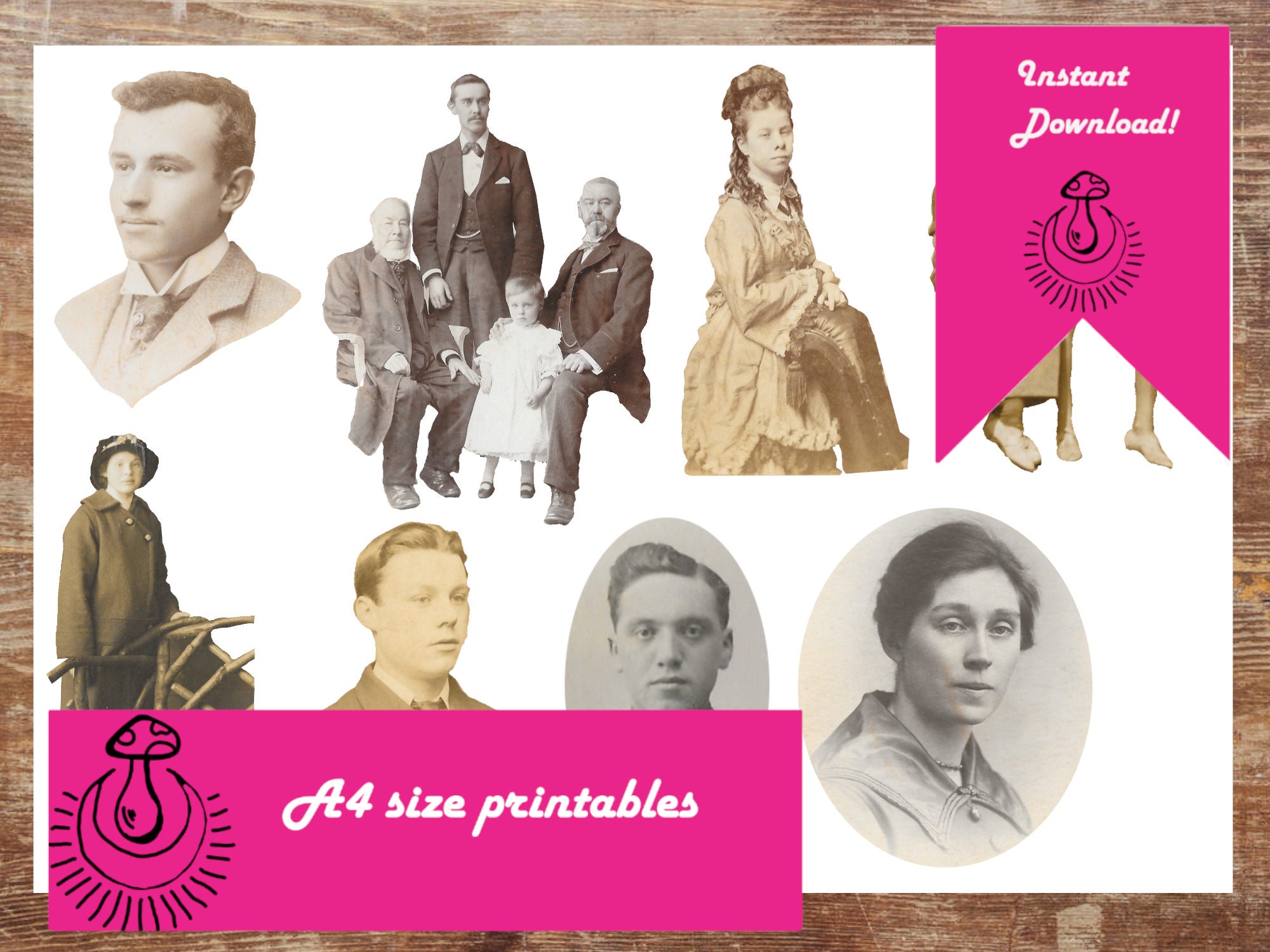 Vintage Figures: Digital Ephemera Kit, Vintage Photographs From History ...