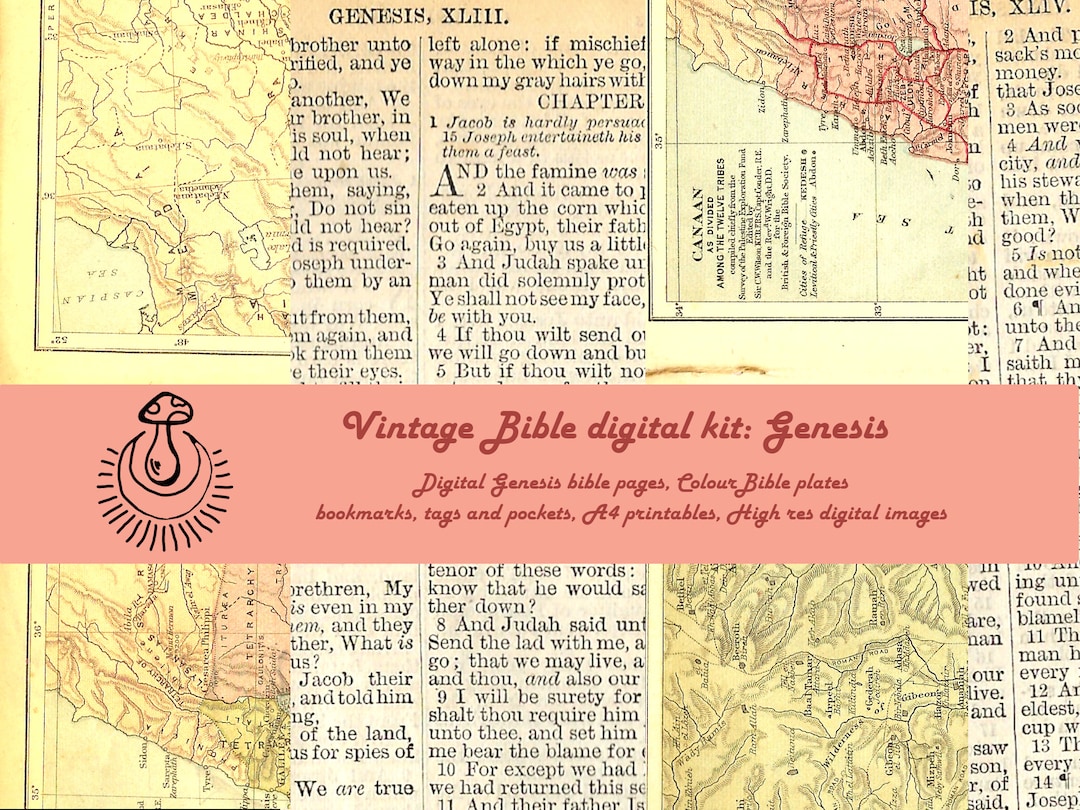 Vintage Bible Digital Kit: Genesis, for Bible Journaling, Junk Journals ...