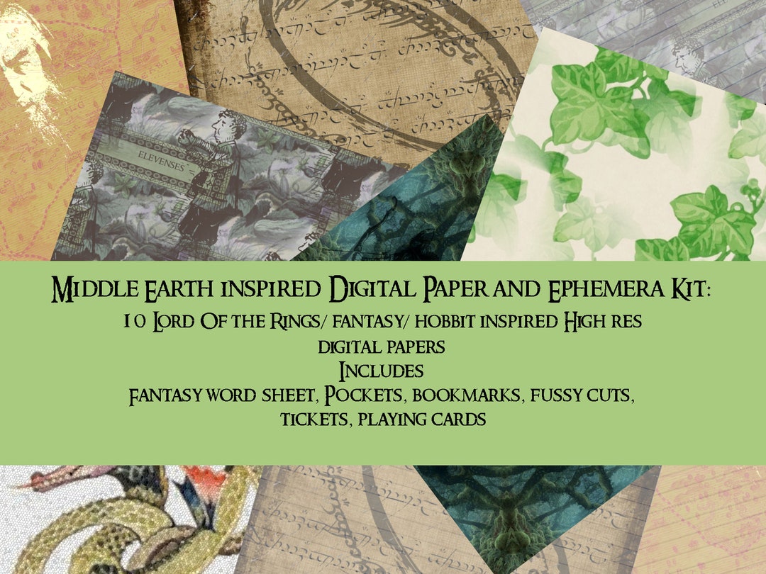 Lord of the Rings Themed Digital Paper Kit With Fussy Cuts, Journal ...