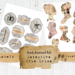 Vintage Detective, True Crime Themed Digital Paper Kit With Fussy Cuts ...