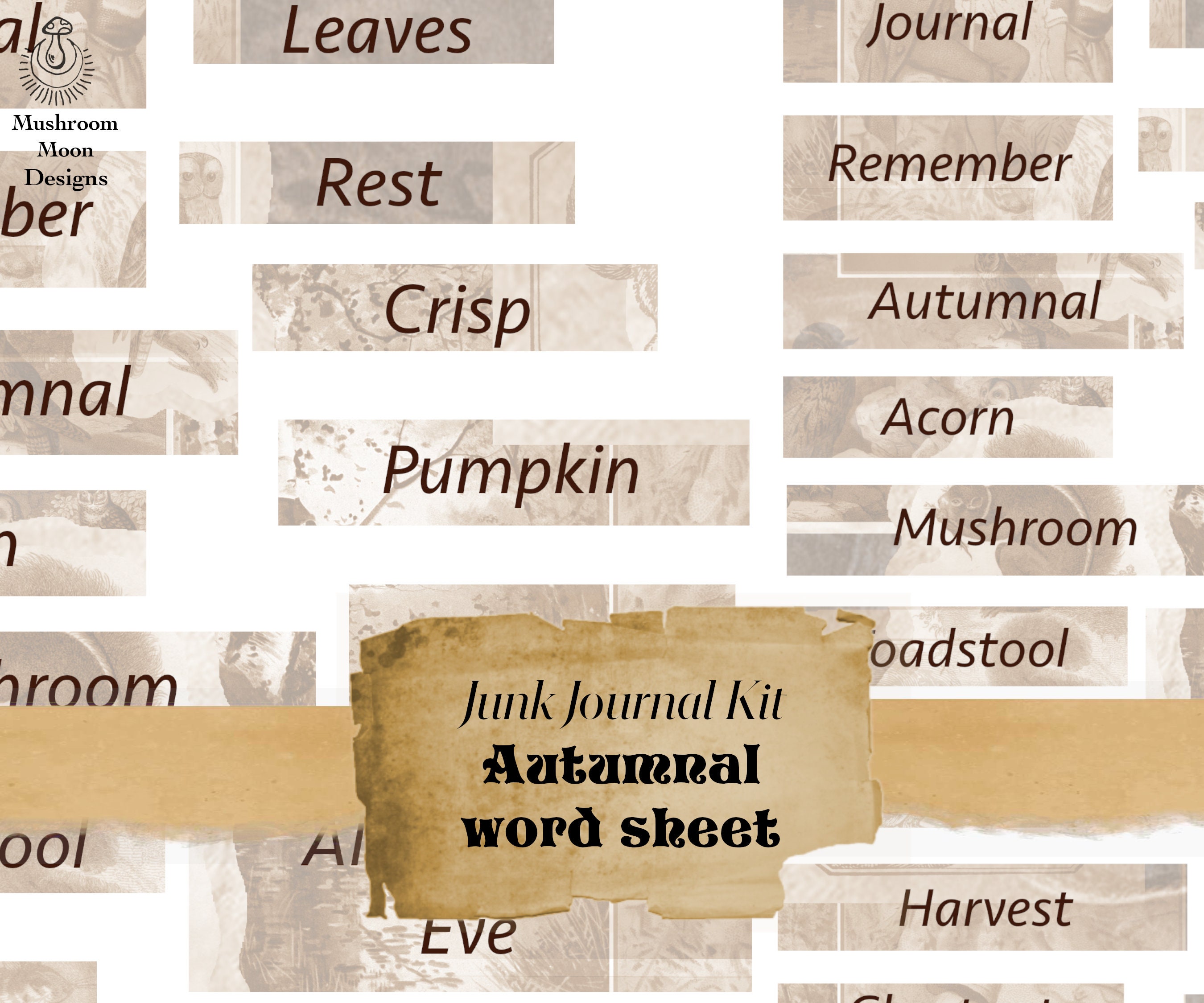 Vintage Sepia Fall Junk Journal Kit: Printable Autumn Ephemera (digital ...