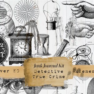 Vintage Detective, True Crime Themed Digital Paper Kit With Fussy Cuts ...