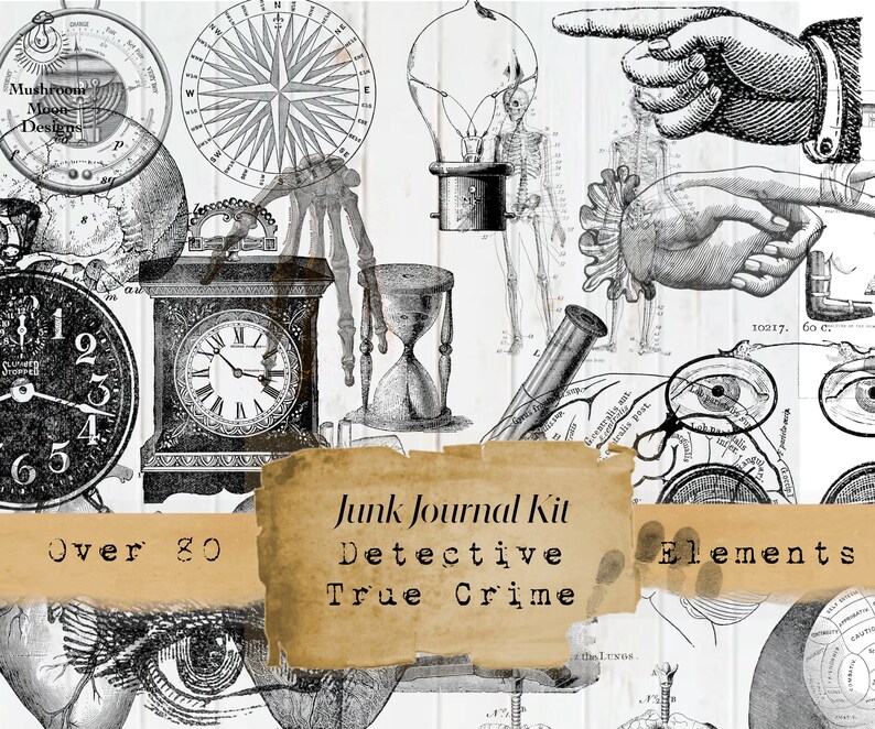 Vintage Detective True Crime Themed Digital Paper Kit With - Etsy