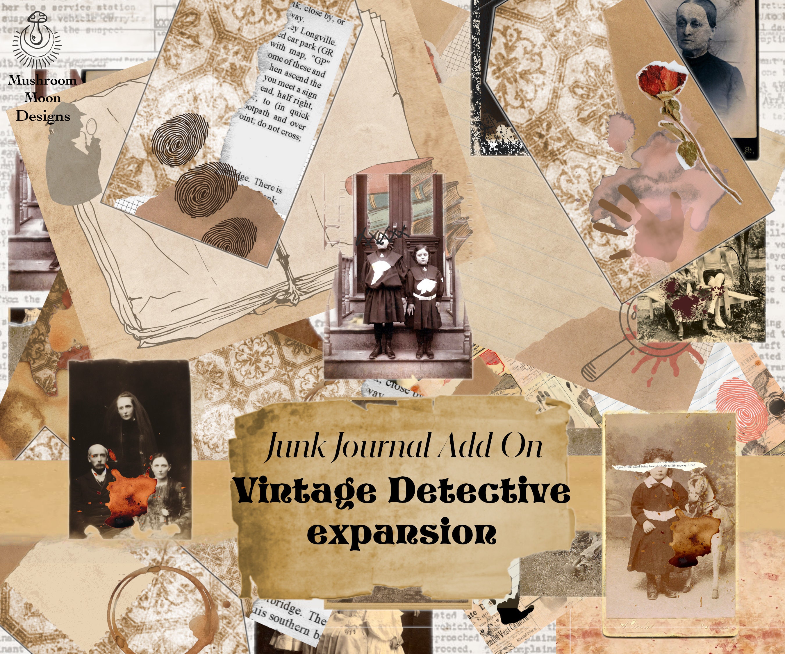Vintage Detective, True Crime Themed Digital Paper ADD ON Kit With New ...
