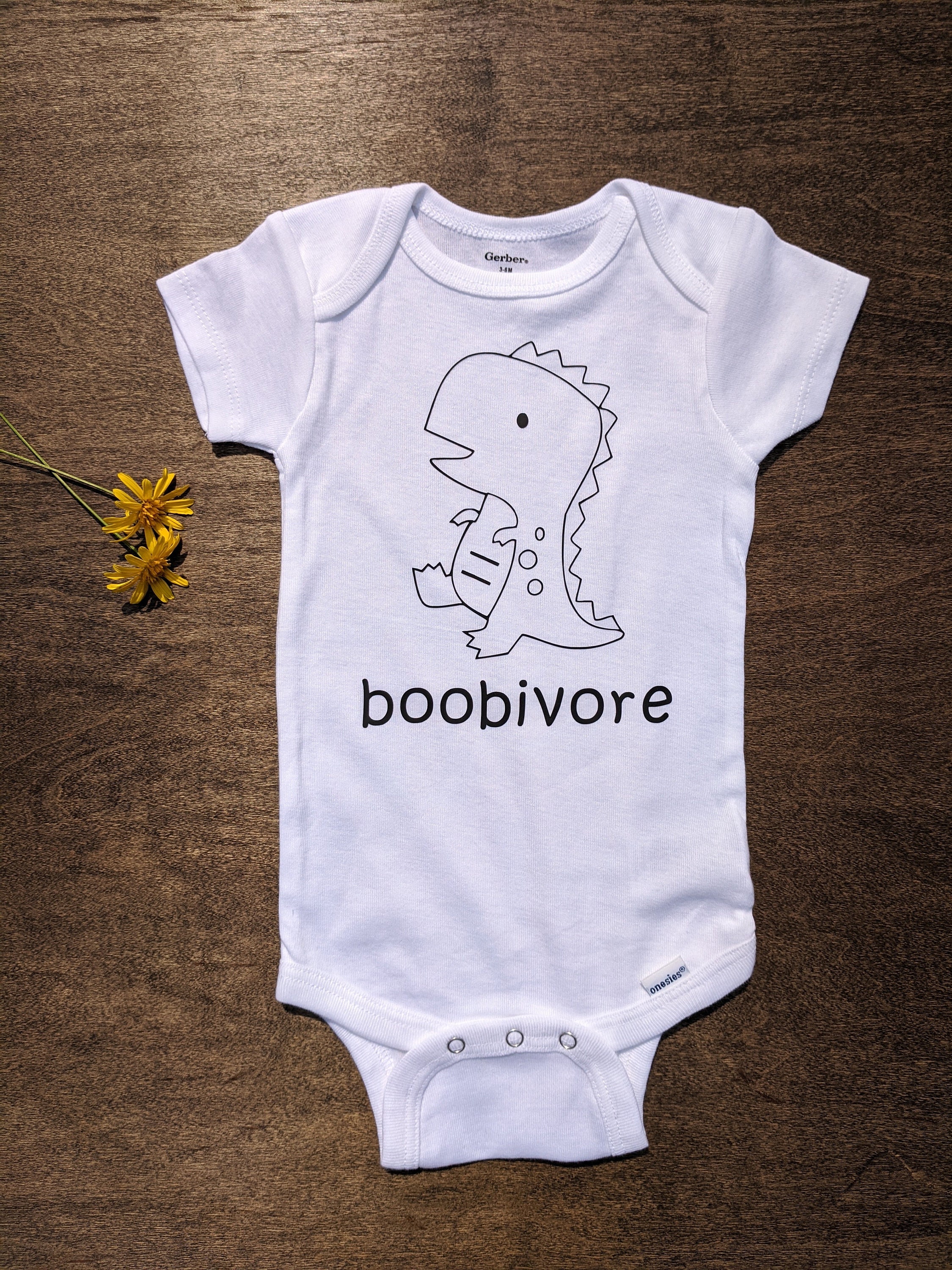 Funny Baby Boobivore With Cute Cartoon Dinosaur Onesie Gerber - Etsy