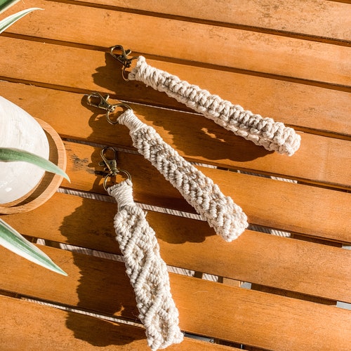 Custom Key Chains Macrame Wristlet Personalized Key Fob Cute - Etsy