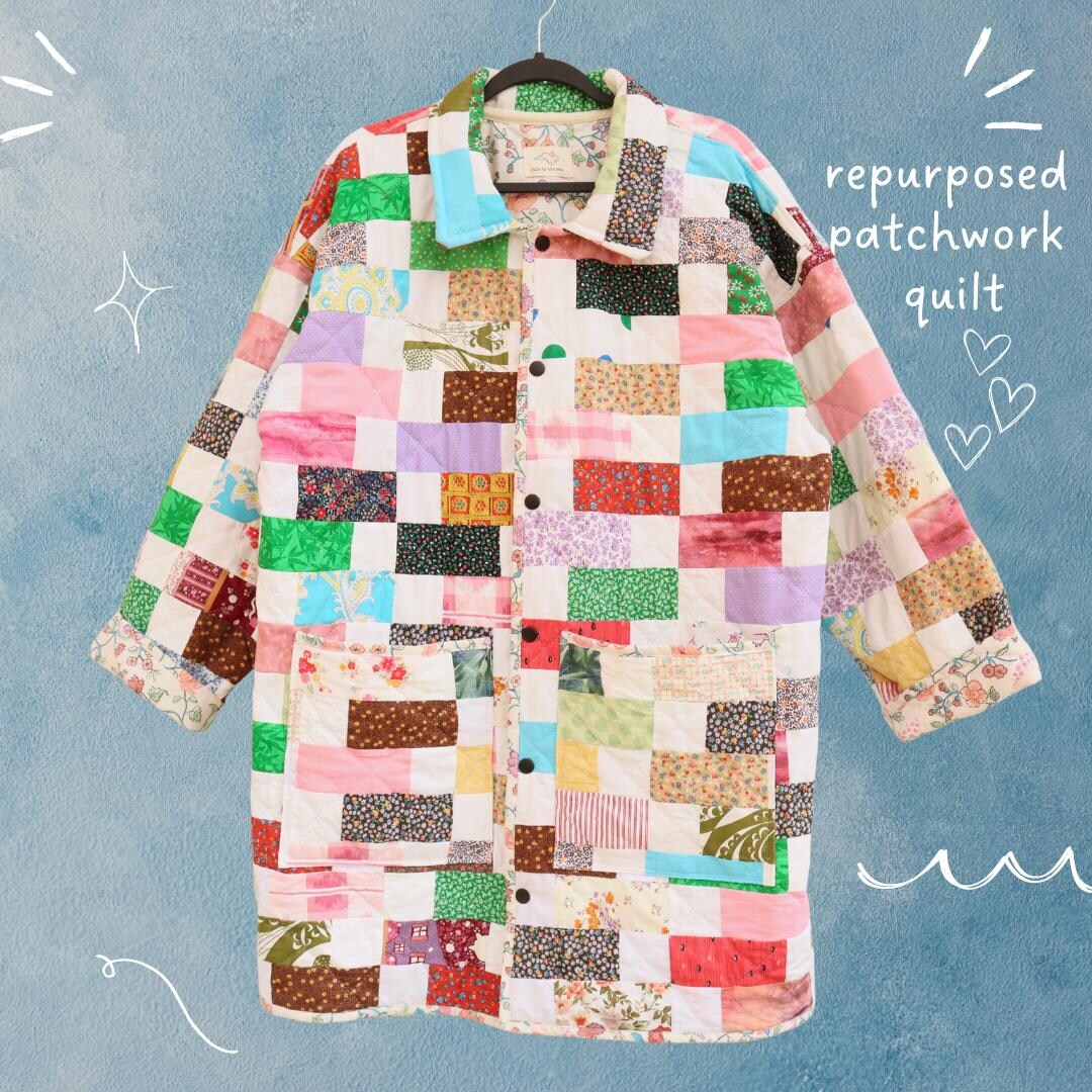 Upcycled Quilt Coat Chore Barn Jacket Patchwork Handmade L • XL - Etsy