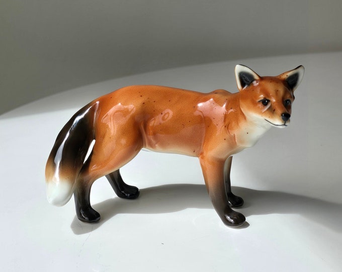 Vintage Porcelain Fox Figurine | - Etsy