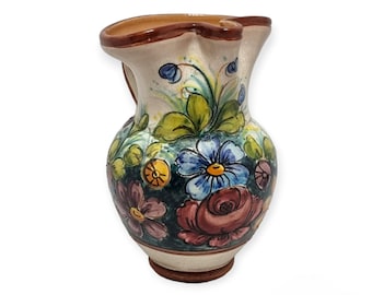 Vintage Italian Sgraffito Pottery Vase Hand Painted Floral Pattern Folk ...