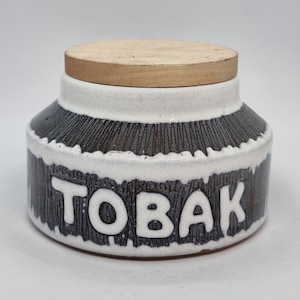 Vintage Laholm Ceramic Tobacco Jar With Wooden Lid | Made in Sweden ...