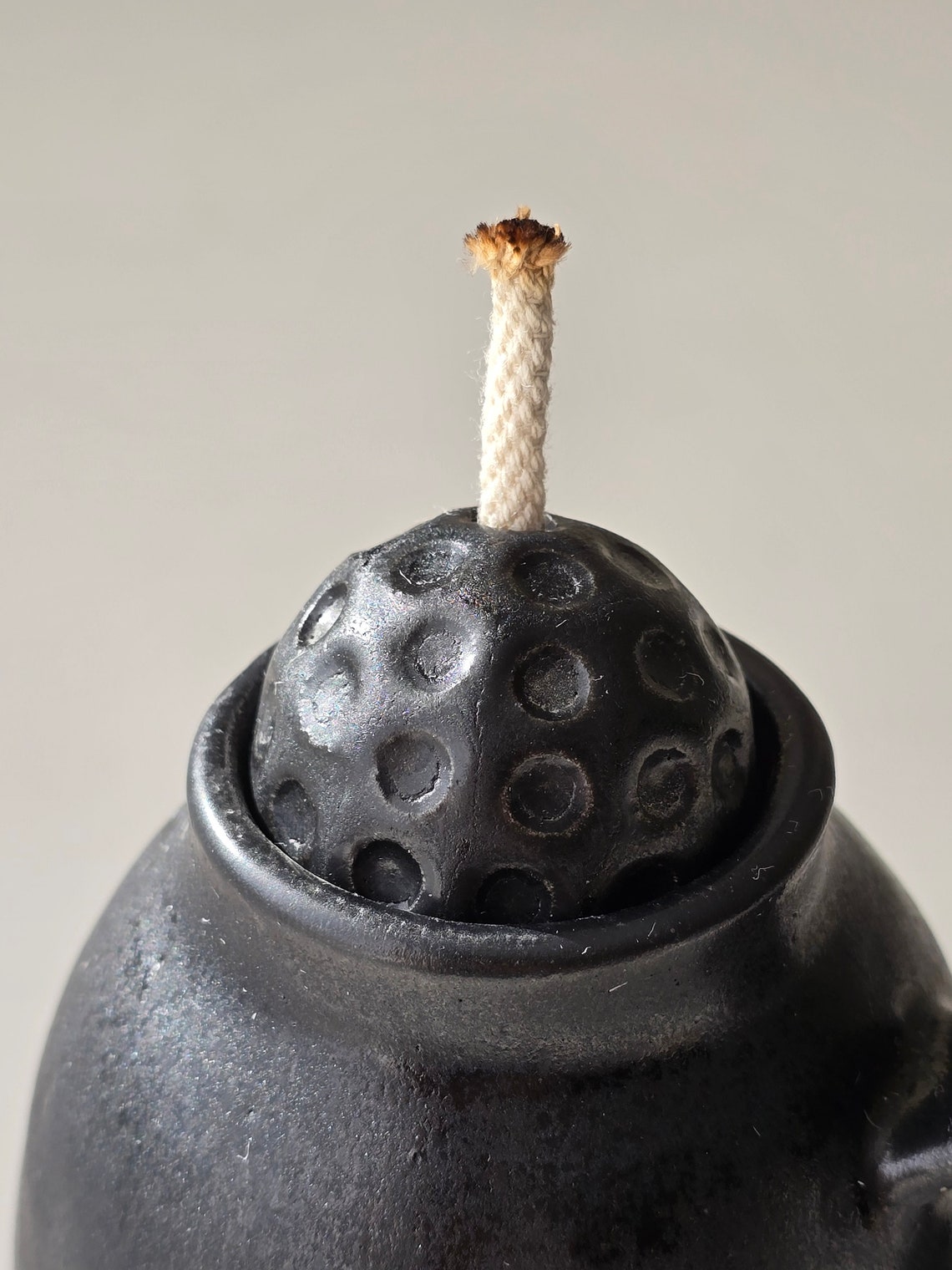 Vintage Black Ceramic Wick Holder Lamp | Mid-century Modern Abstract ...