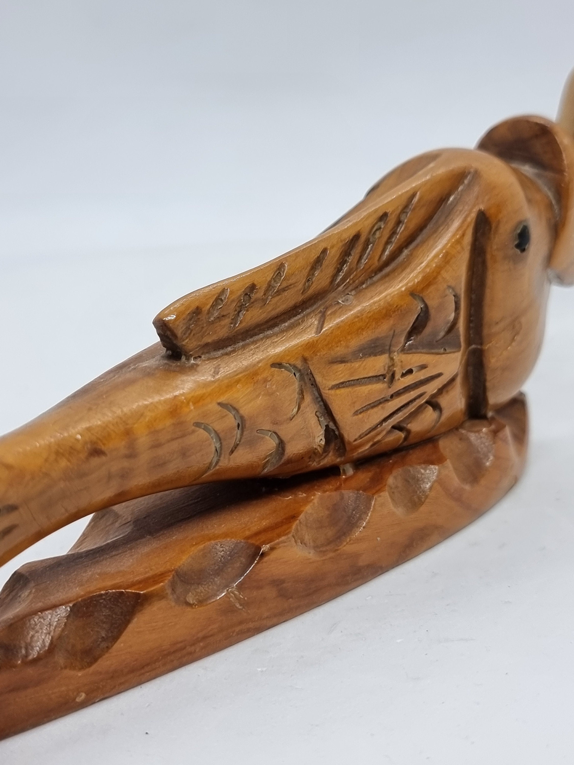 Mid-century Carved Wood Fish Holder & Appetizer / Cocktail Forks | Made ...