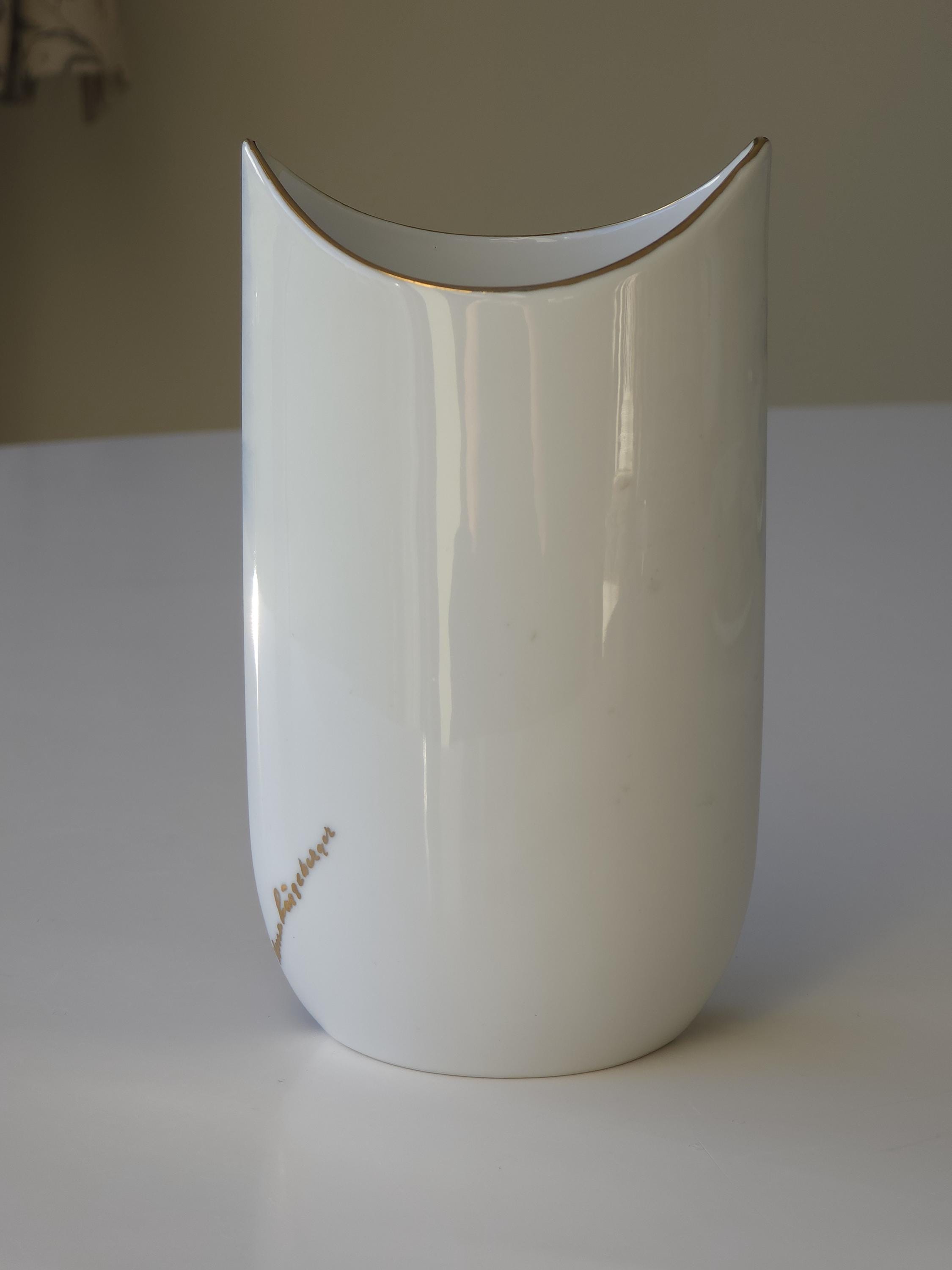 Vintage Kaiser Porcelain Vase – Hand-painted Landscape, Gold Trim - Etsy