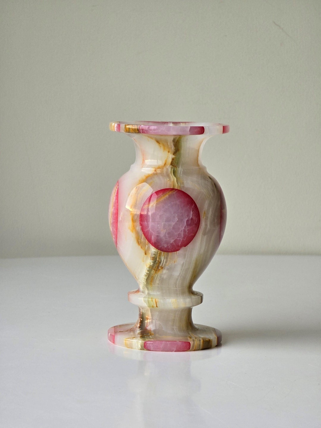 Vintage Pink Onyx Marble Vase | Home Decor | - Etsy