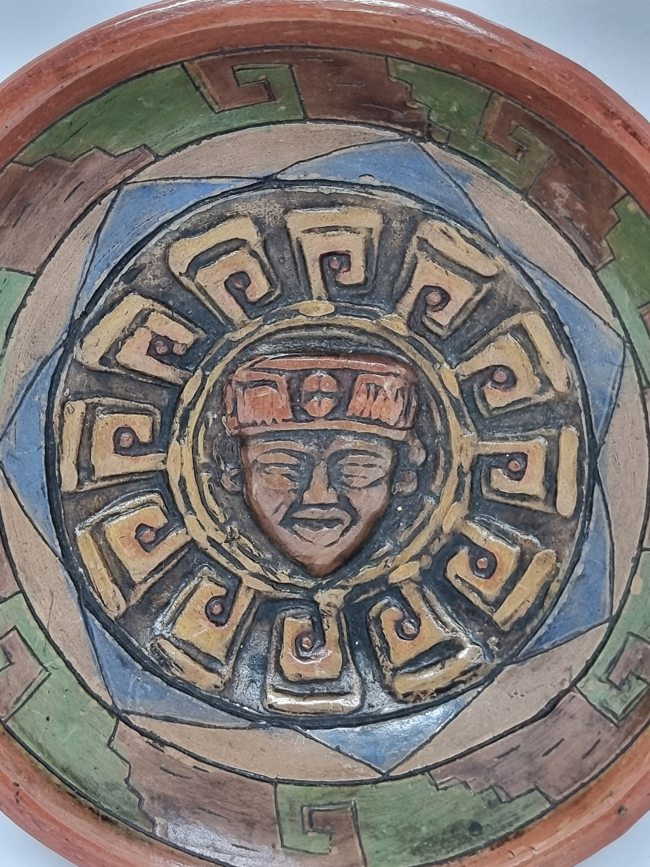 Vintage R D Mexican Pottery Bowl aztec - Etsy