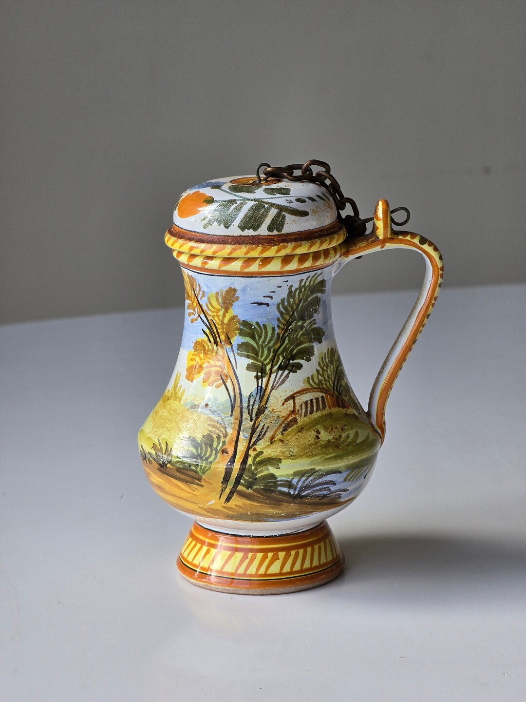 Vintage Mignini Hereto Hand-painted Italian Ceramic Jug With Chain ...