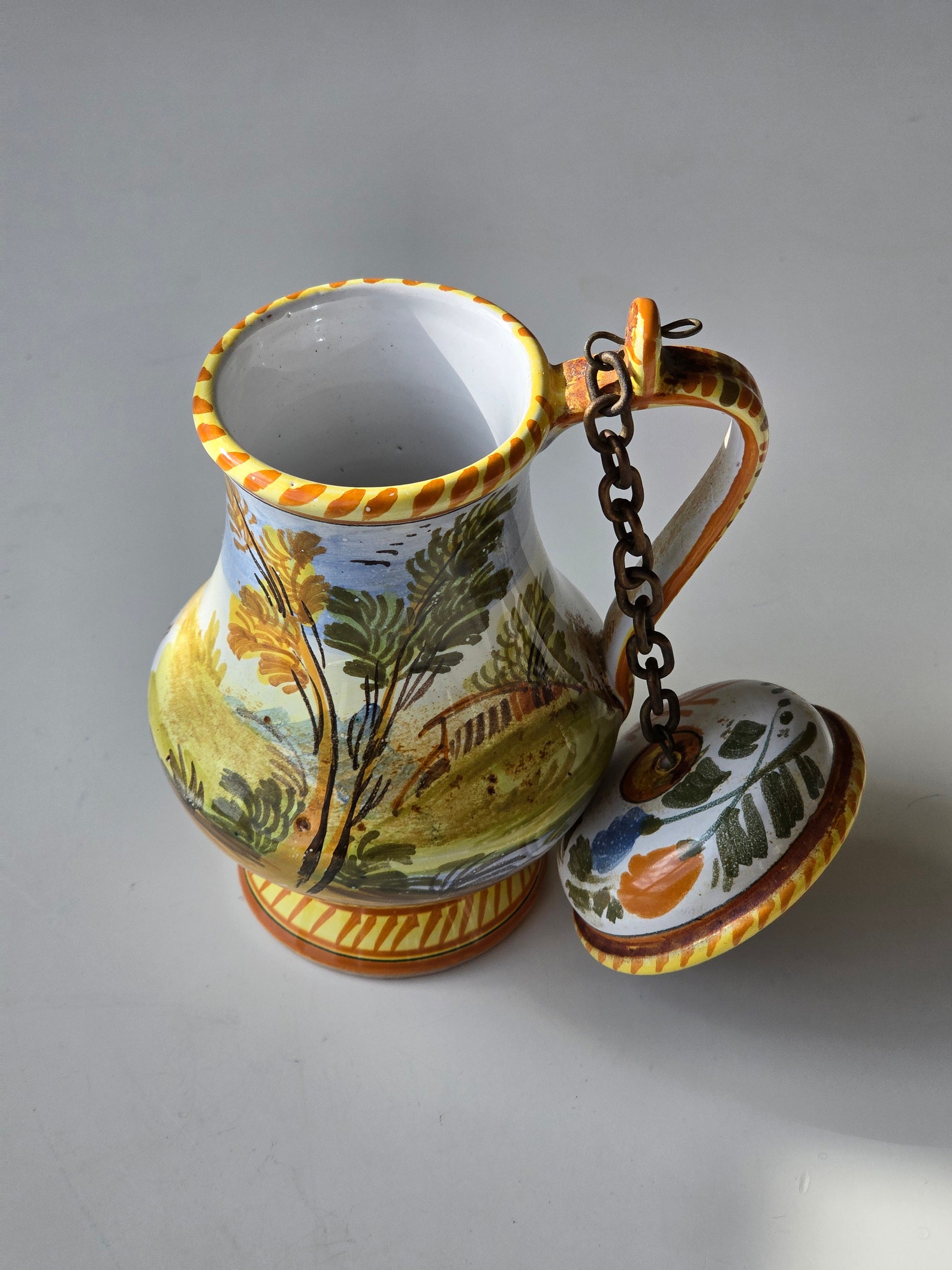 Vintage Mignini Hereto Hand-painted Italian Ceramic Jug With Chain ...