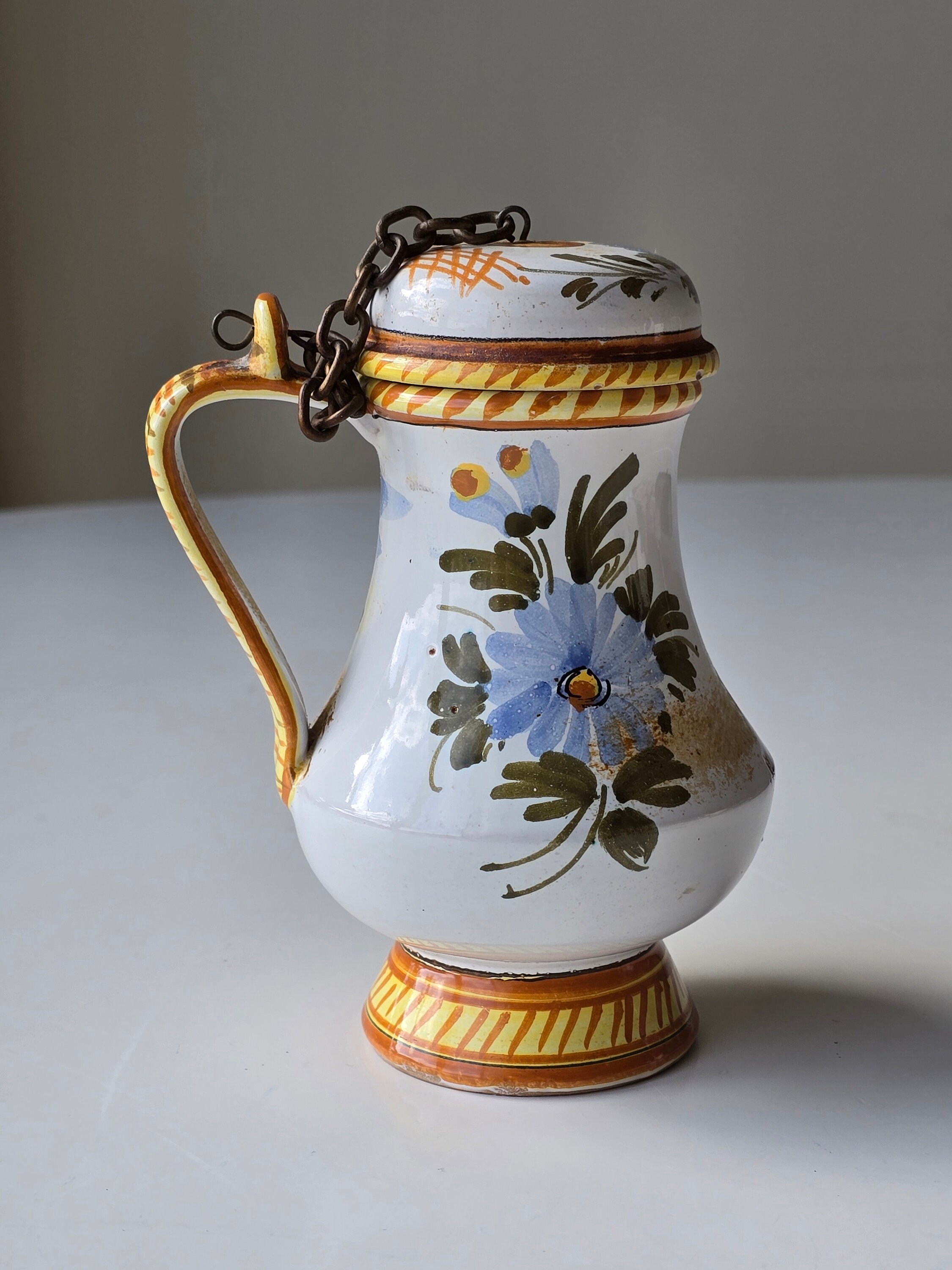 Vintage Mignini Hereto Hand-painted Italian Ceramic Jug With Chain ...