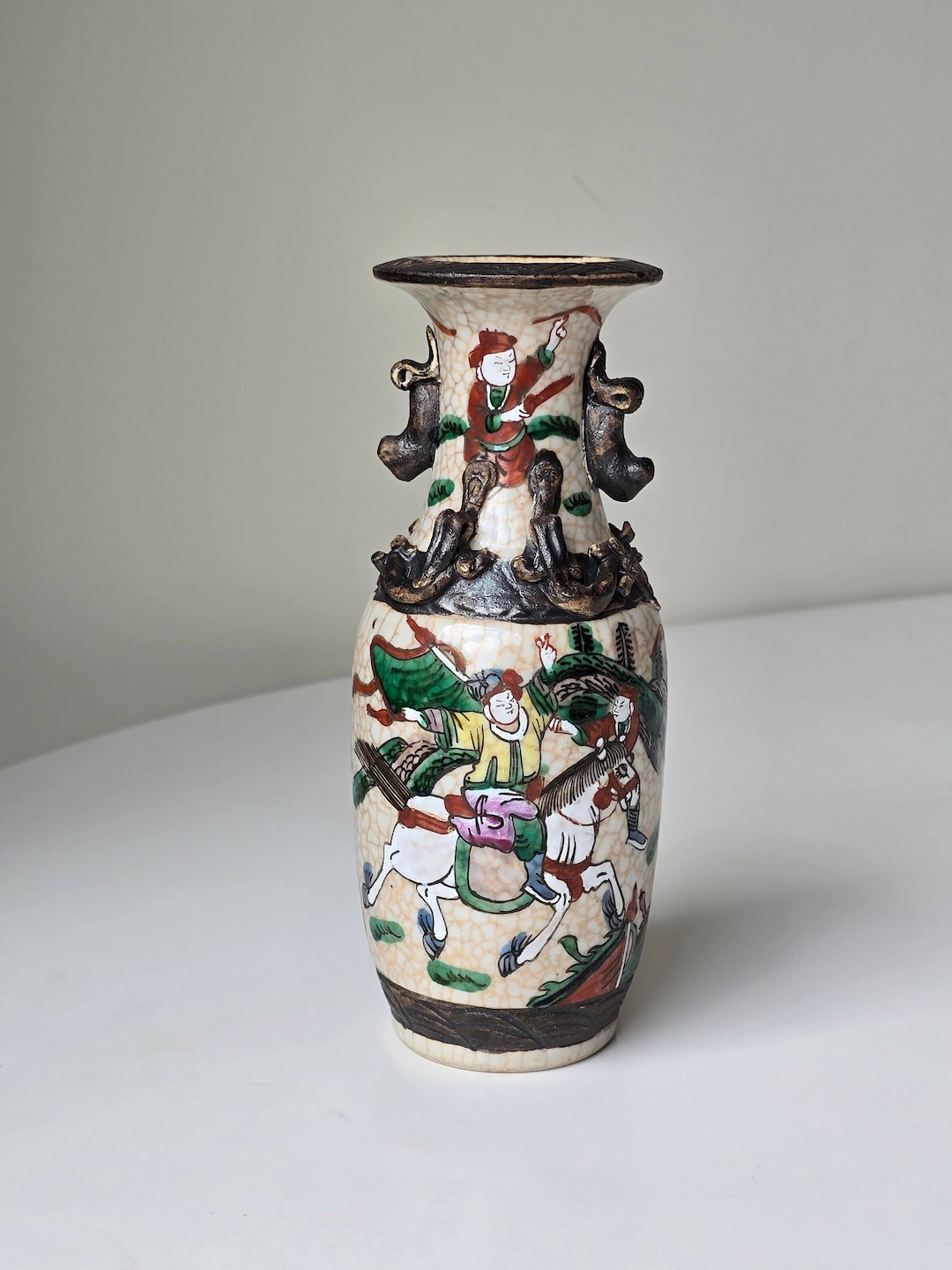 Vintage Japanese Satsuma Vase - Hand-painted Warriors Scene With ...
