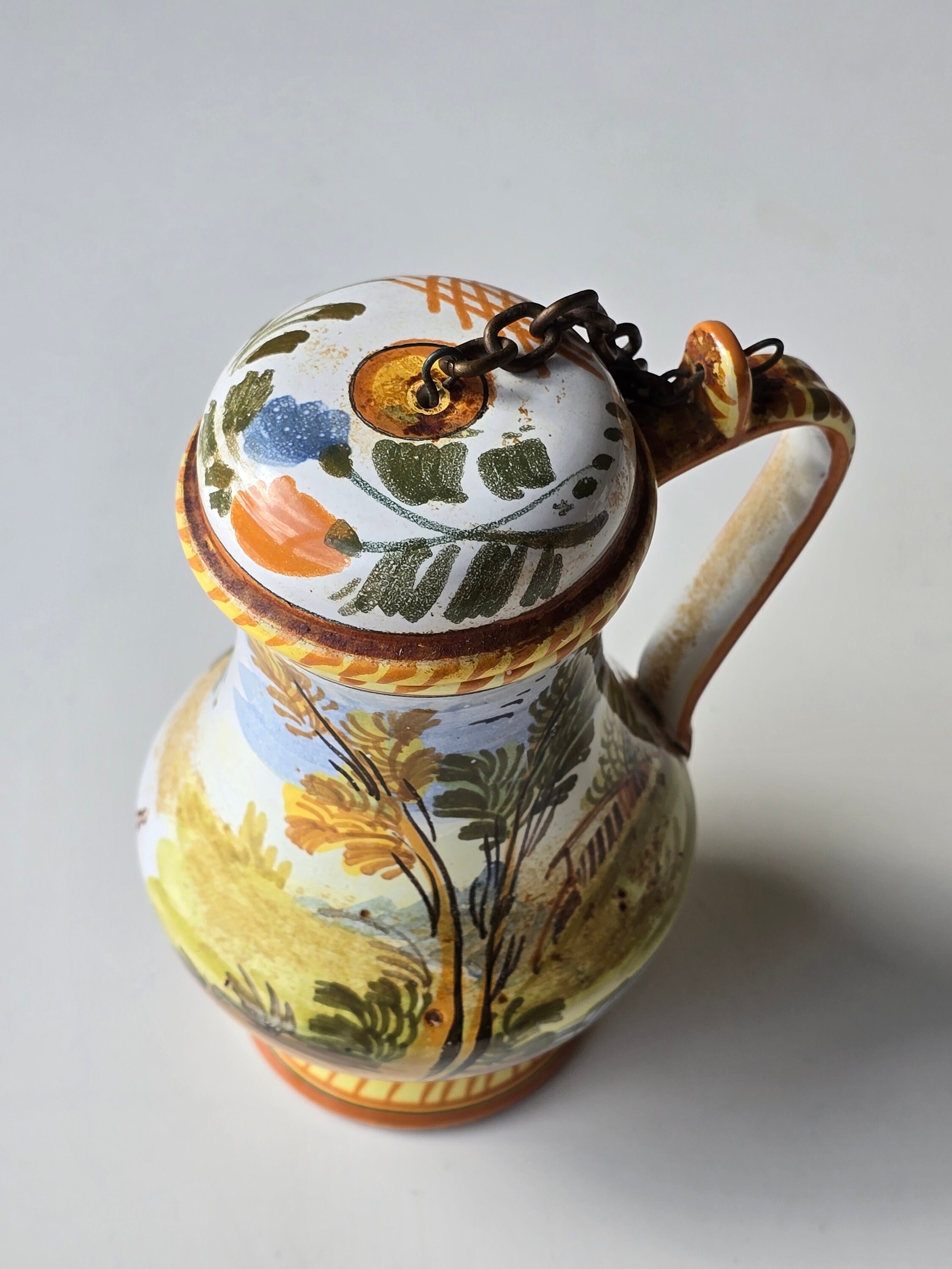 Vintage Mignini Hereto Hand-painted Italian Ceramic Jug With Chain ...
