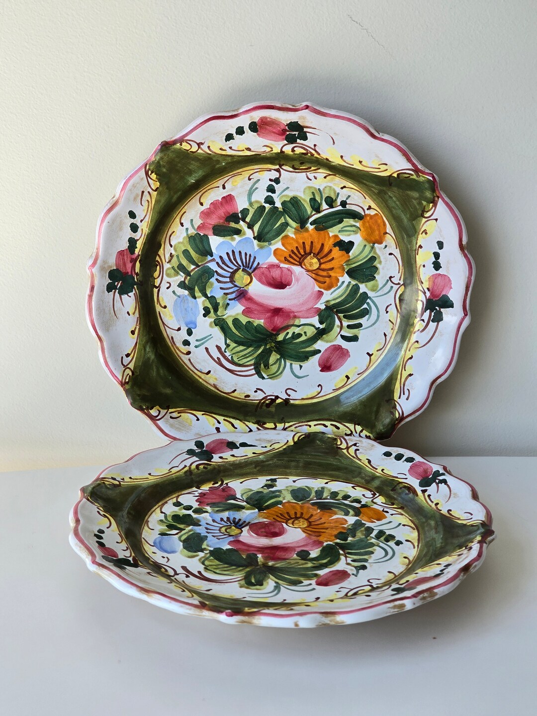Vintage Hand-painted Pottery Wall Plates | Made in Italy | - Etsy