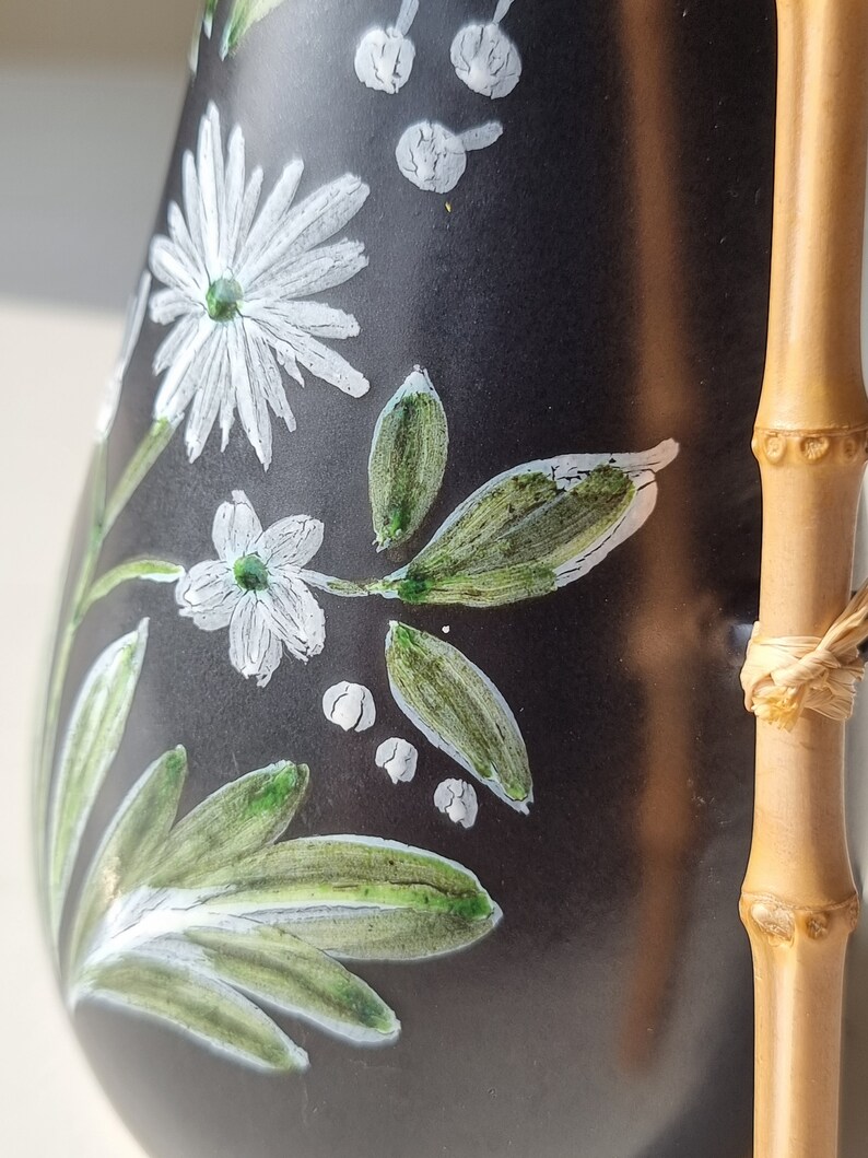 Vintage Ravnild Ceramic Vase With Bamboo Handle | Mid Century, Denmark ...