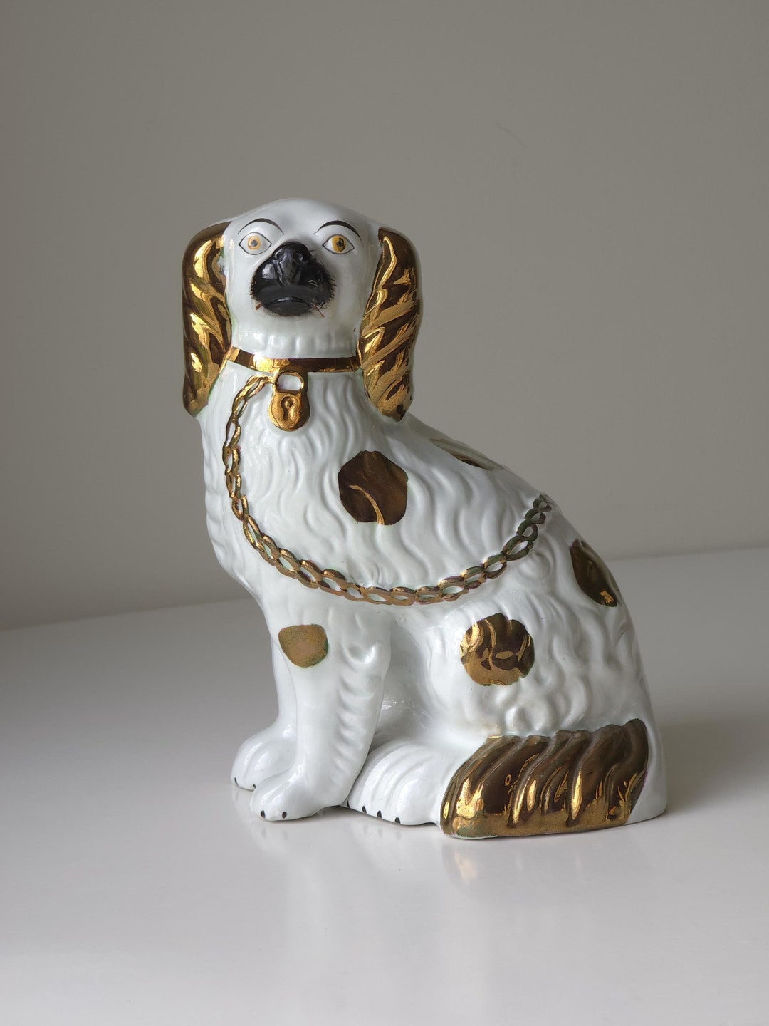 19th Century Staffordshire Copper Luster Spaniel Wally Dog Made in ...