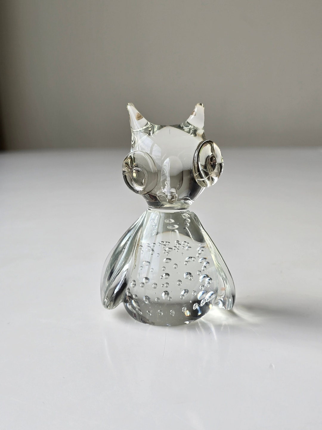 Vintage Crystal Glass Owl Figurine | - Etsy