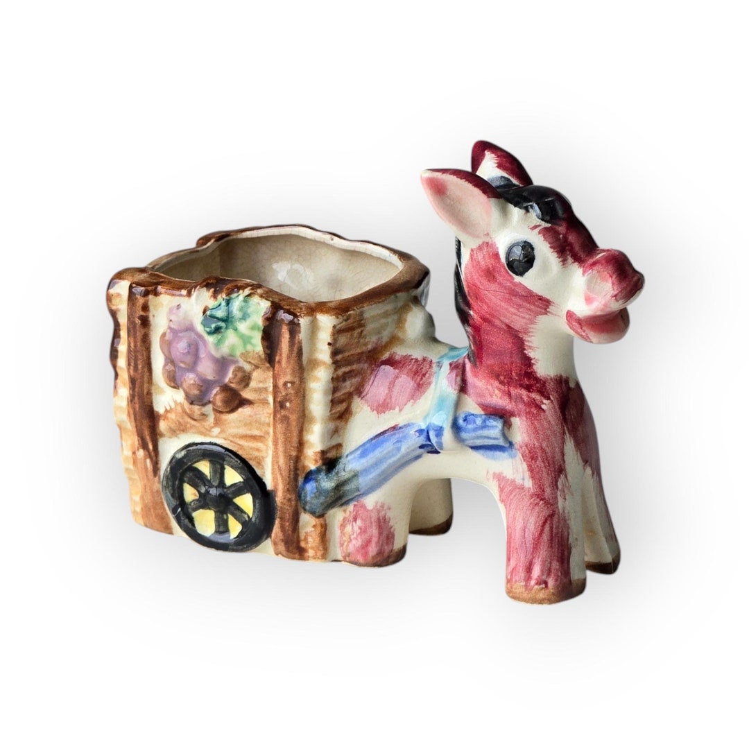 Vintage Italian Ceramic Donkey and Cart Planter - Etsy