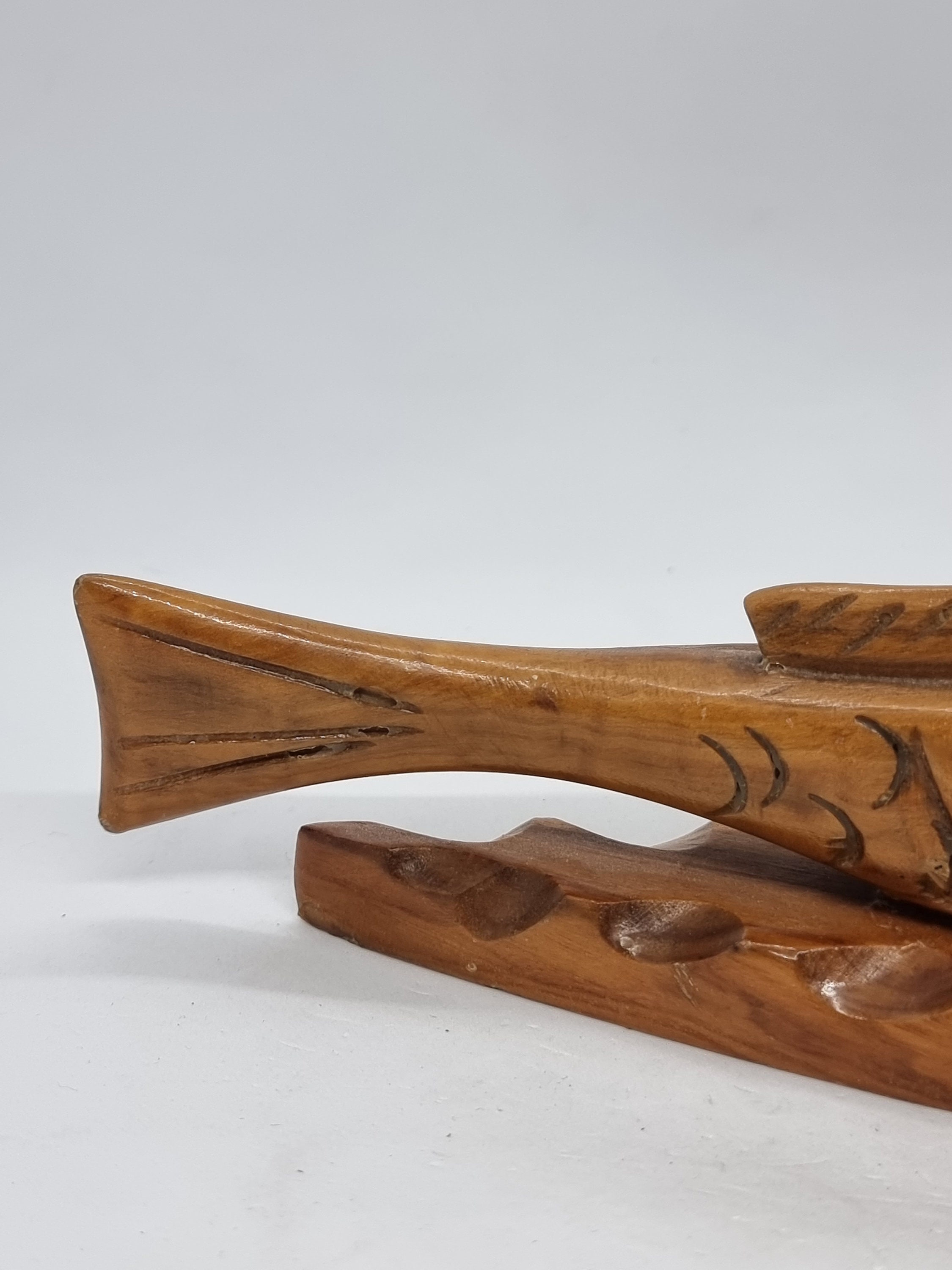 Mid-century Carved Wood Fish Holder & Appetizer / Cocktail - Etsy