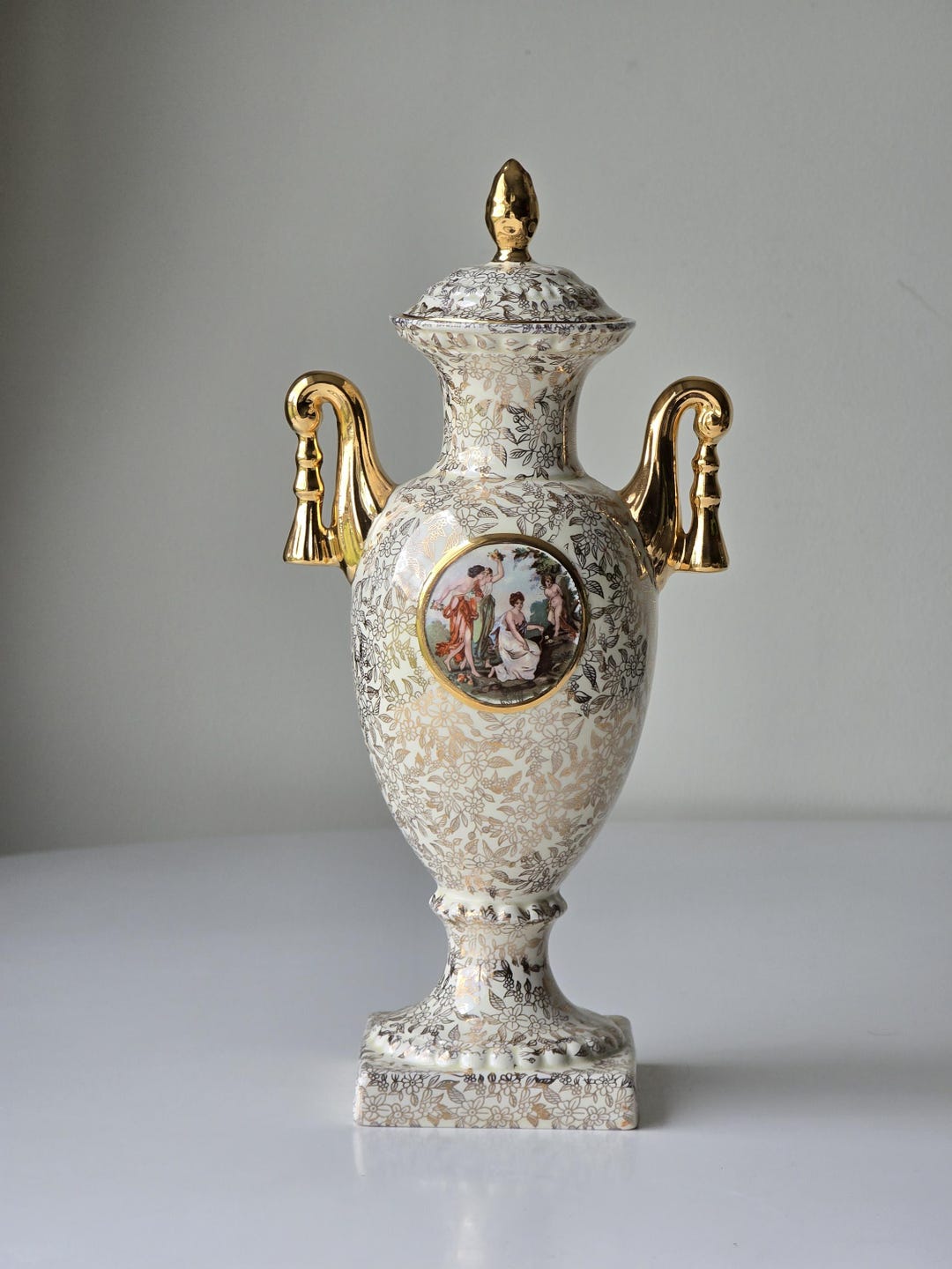 Vintage Empire Ware England Lidded Urn Vase – Handled Porcelain With ...