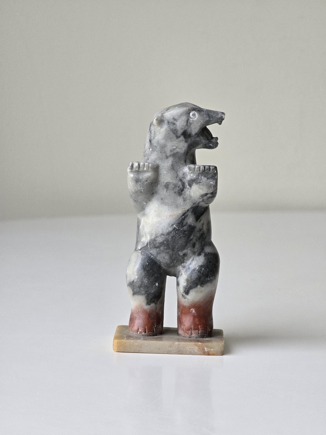 Vintage Hand-carved Stone Bear Sculpture | - Etsy