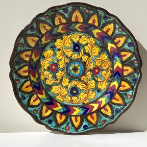 Vintage Italian Sgraffito Pottery Wall Plate by Mancinelli Hand Painted ...
