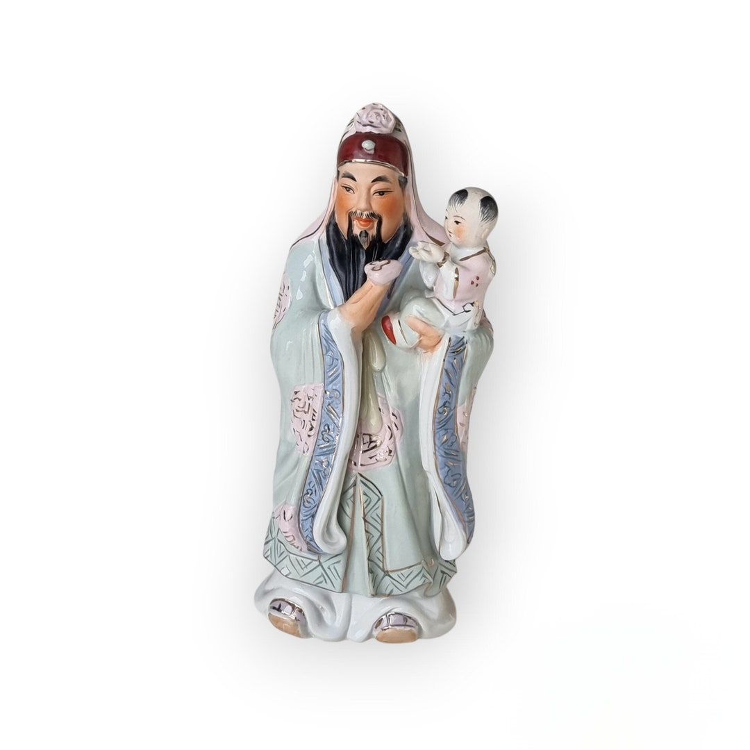Vintage Chinese Porcelain Fu Statue | Fu Lu Shou Figurines | Happiness ...