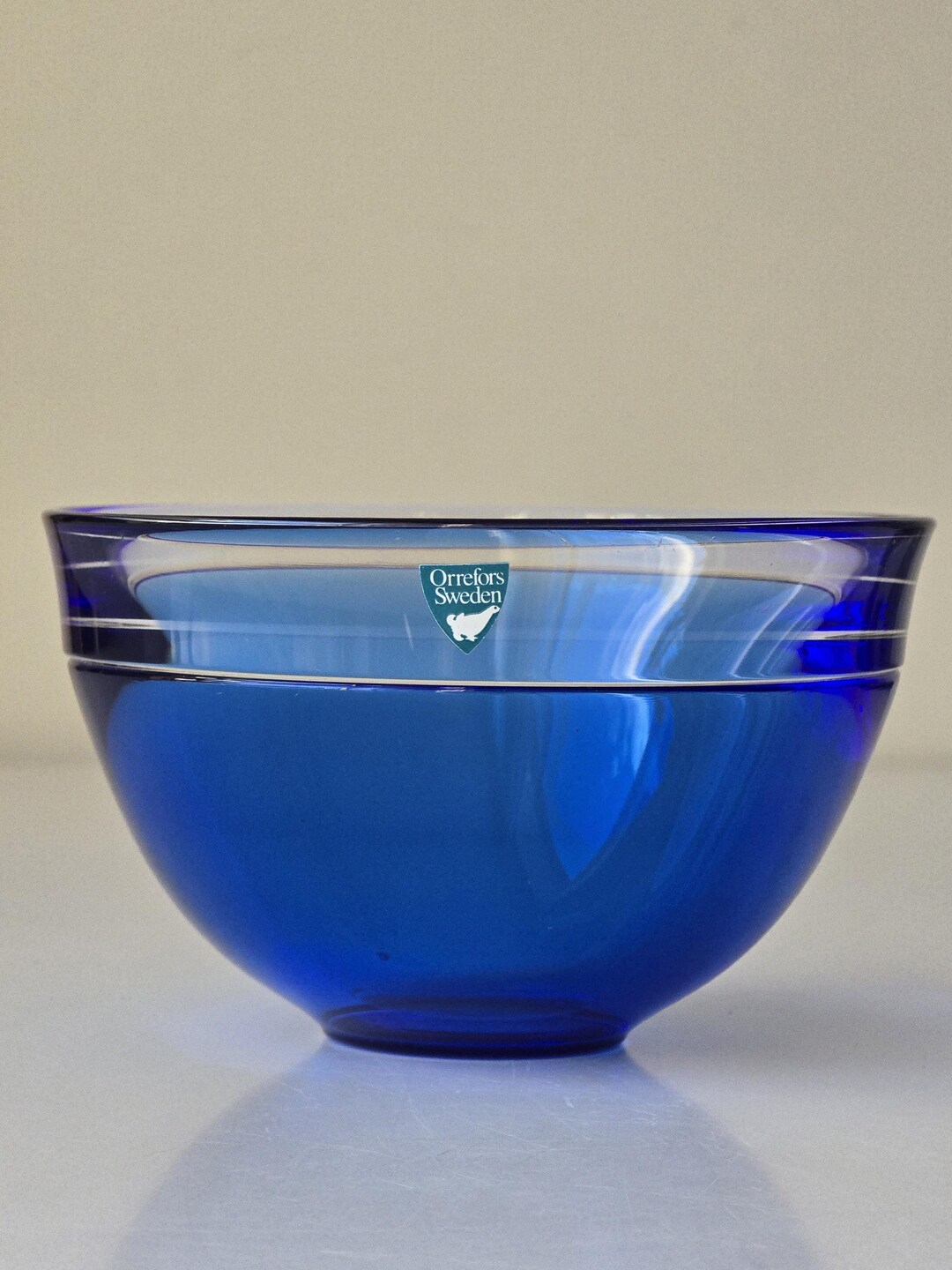 Vintage Orrefors neptunus Blue Incalmo Glass Bowl Designed by Lars ...