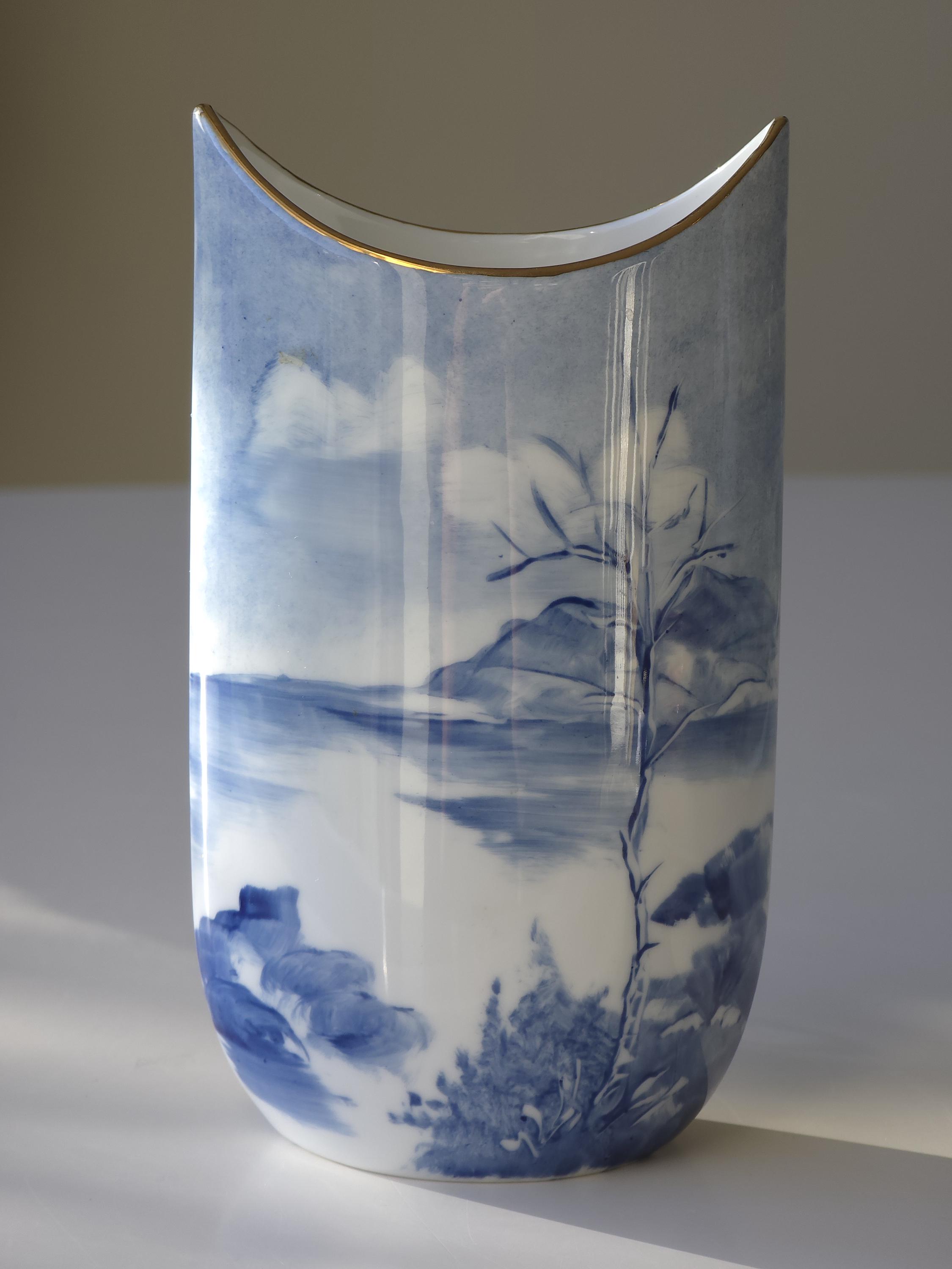Vintage Kaiser Porcelain Vase – Hand-painted Landscape, Gold Trim - Etsy