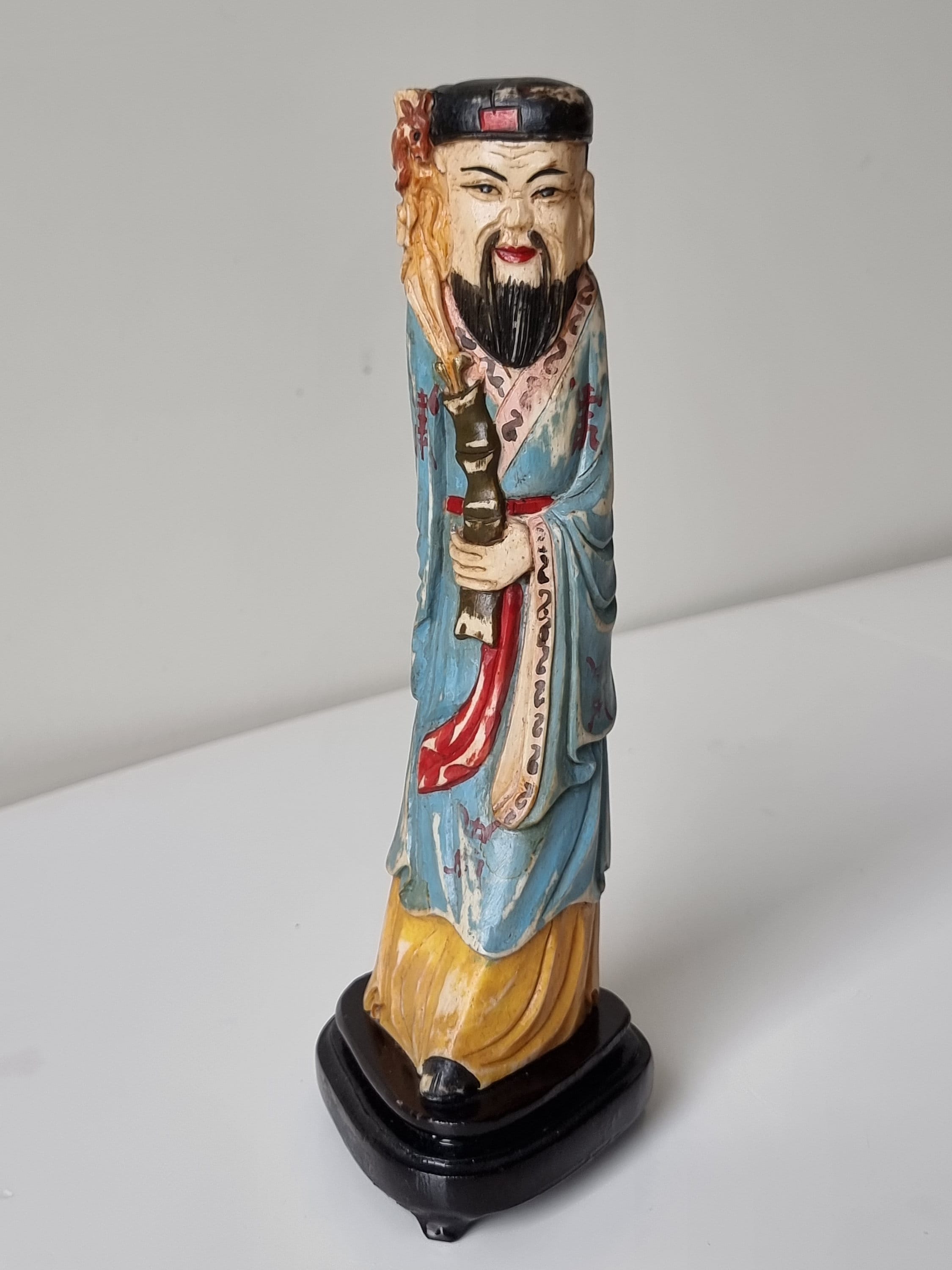 Vintage Chinese Polychrome Ivory Statue - Etsy