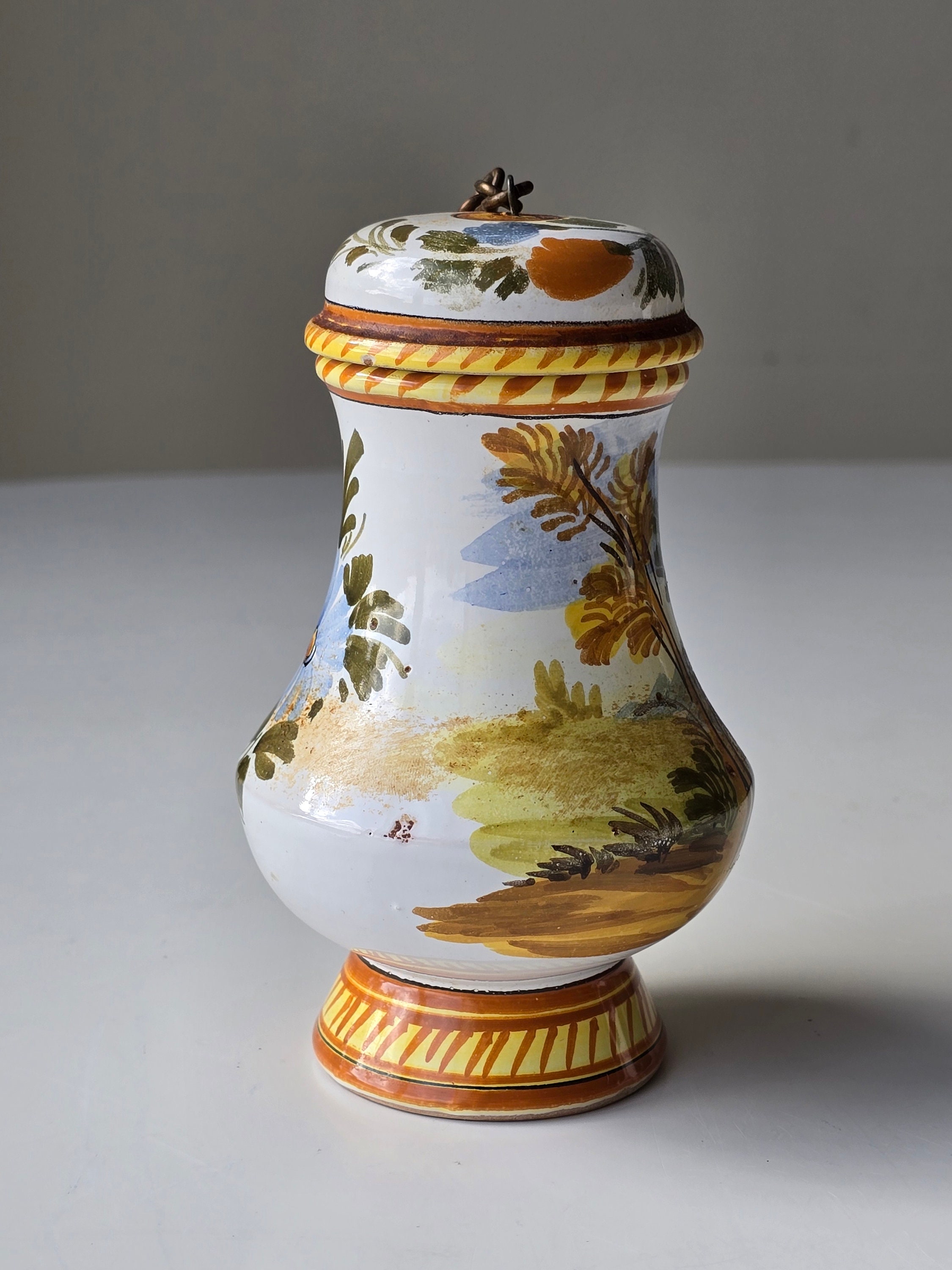 Vintage Mignini Hereto Hand-painted Italian Ceramic Jug With Chain ...