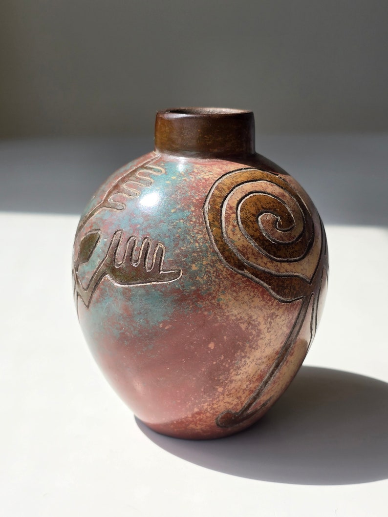 Vintage Peruvian Vase | Chulucanas Peru Art Pottery | - Etsy