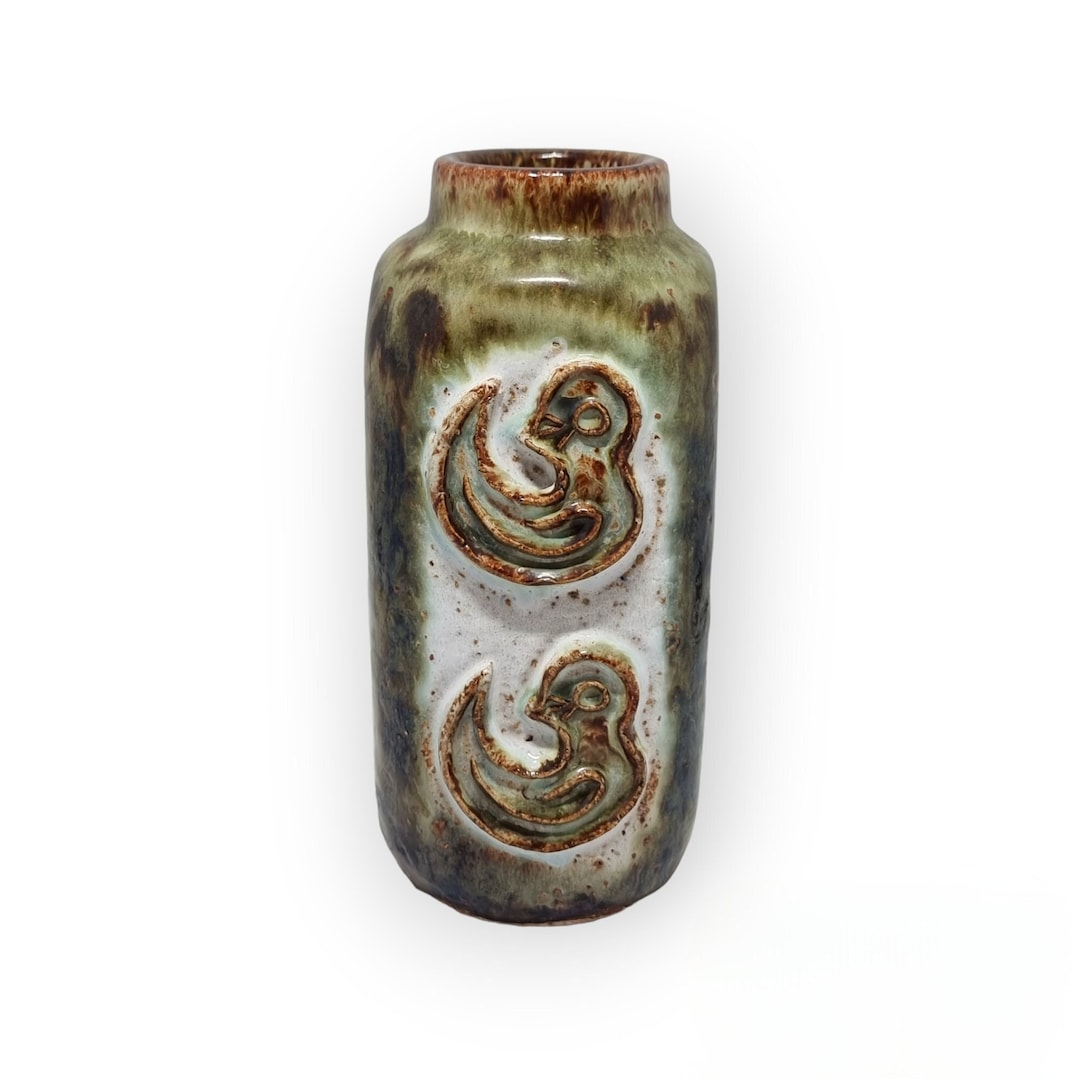 Vintage "kingo Keramik" Denmark Pottery Vase "birds" | Scandinavian ...