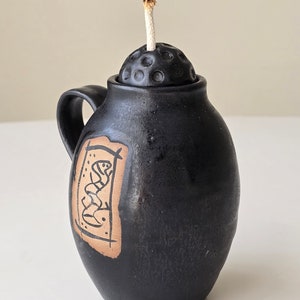 Vintage Black Ceramic Wick Holder Lamp | Mid-century Modern Abstract ...