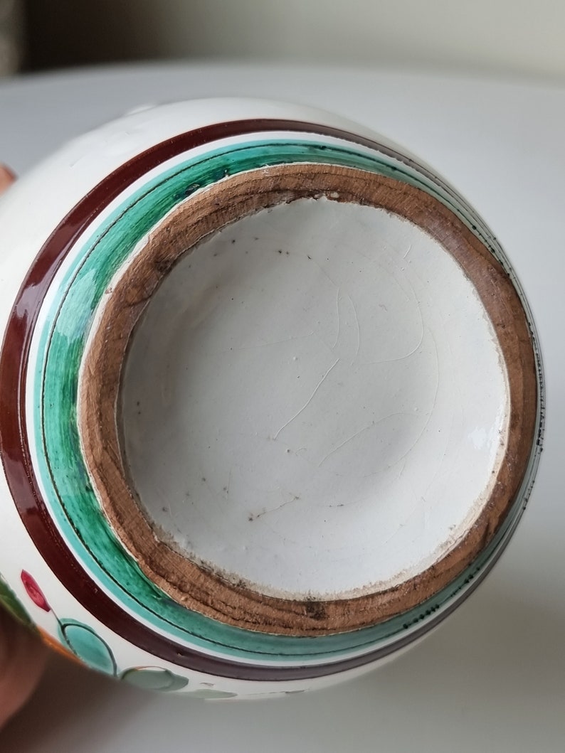 Vintage Italian Sgraffito Pottery Vase Hand Painted Floral Pattern Folk ...