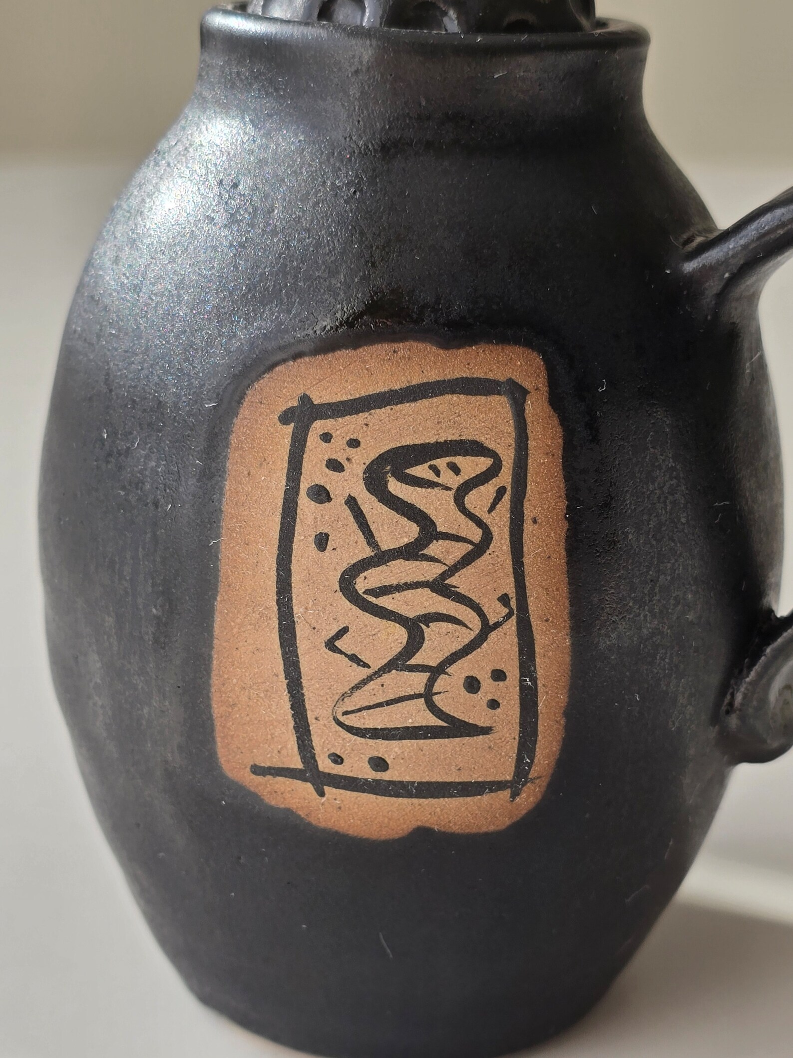 Vintage Black Ceramic Wick Holder Lamp | Mid-century Modern Abstract ...