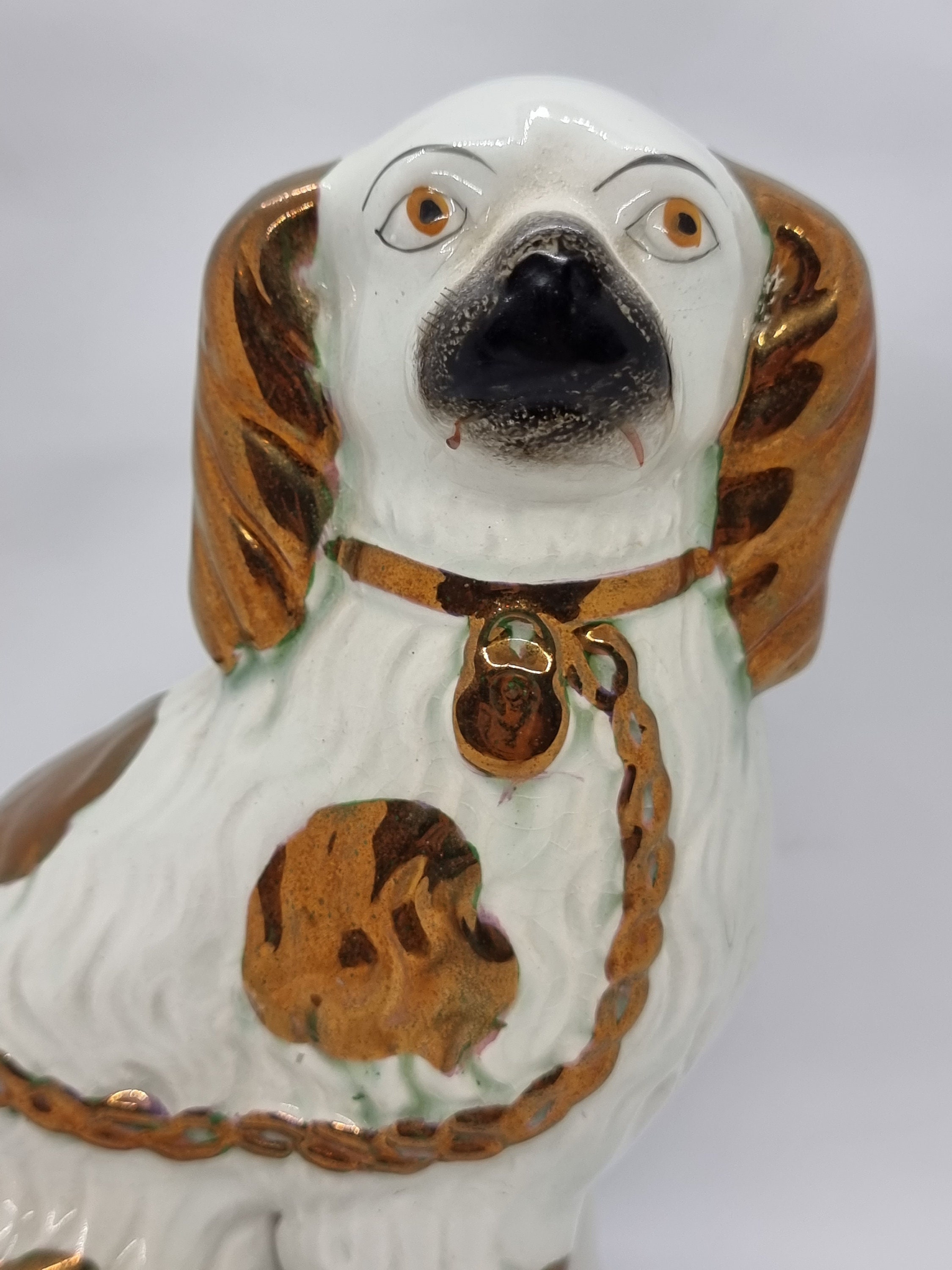 19th Century Staffordshire Copper Luster Spaniel Wally Dog Made in ...
