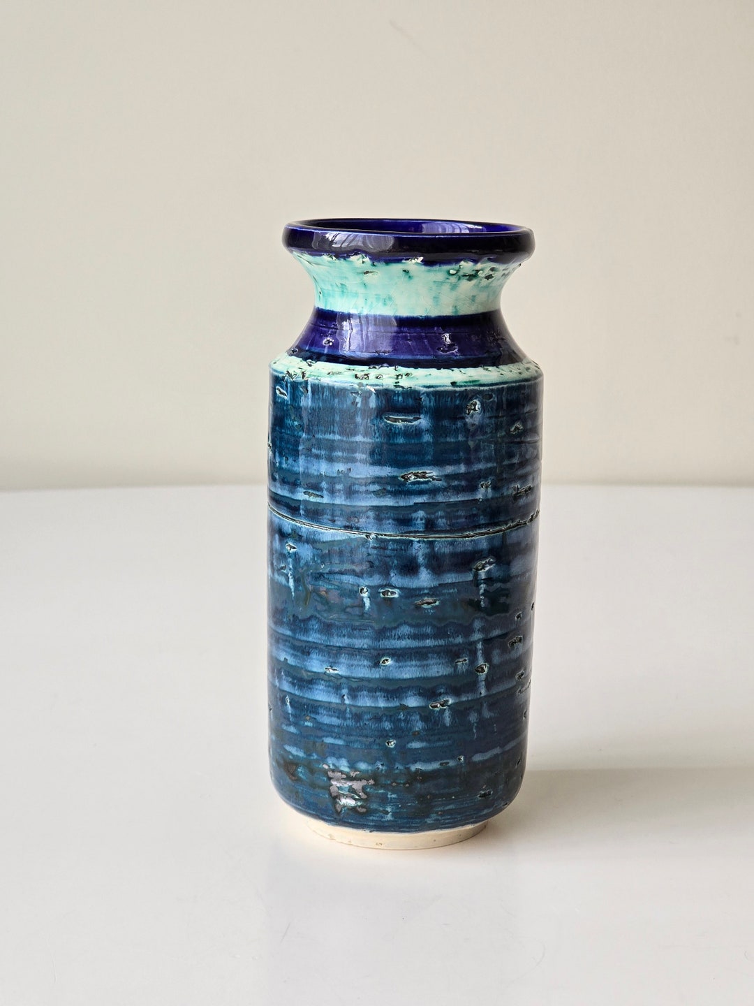 Vintage 1950s Knud Johansen for Syco Keramik Blue Ceramic Vase - Etsy