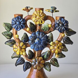 Handcrafted Mexican Folk Art Pottery Candelabra – Floral "tree of Life ...