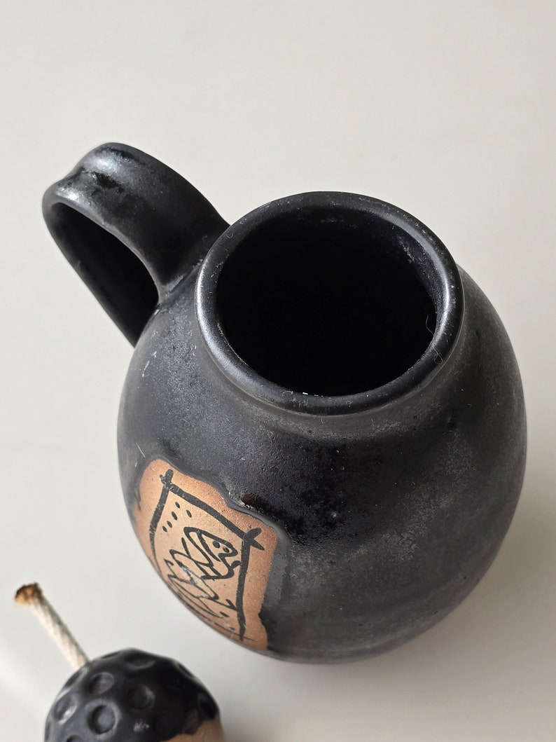 Vintage Black Ceramic Wick Holder Lamp | Mid-century Modern Abstract ...